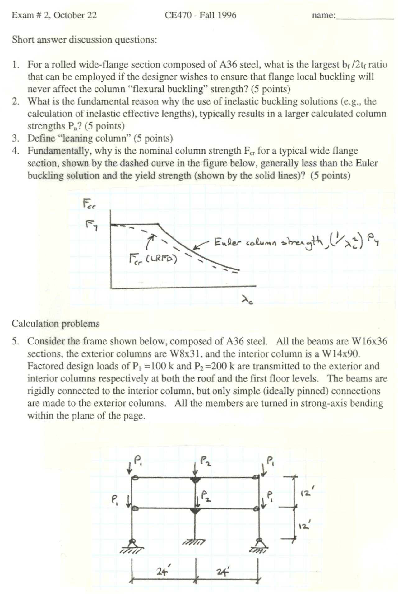 Solutions For Exam 2 Structural Steel Design Cee 4510 Docsity