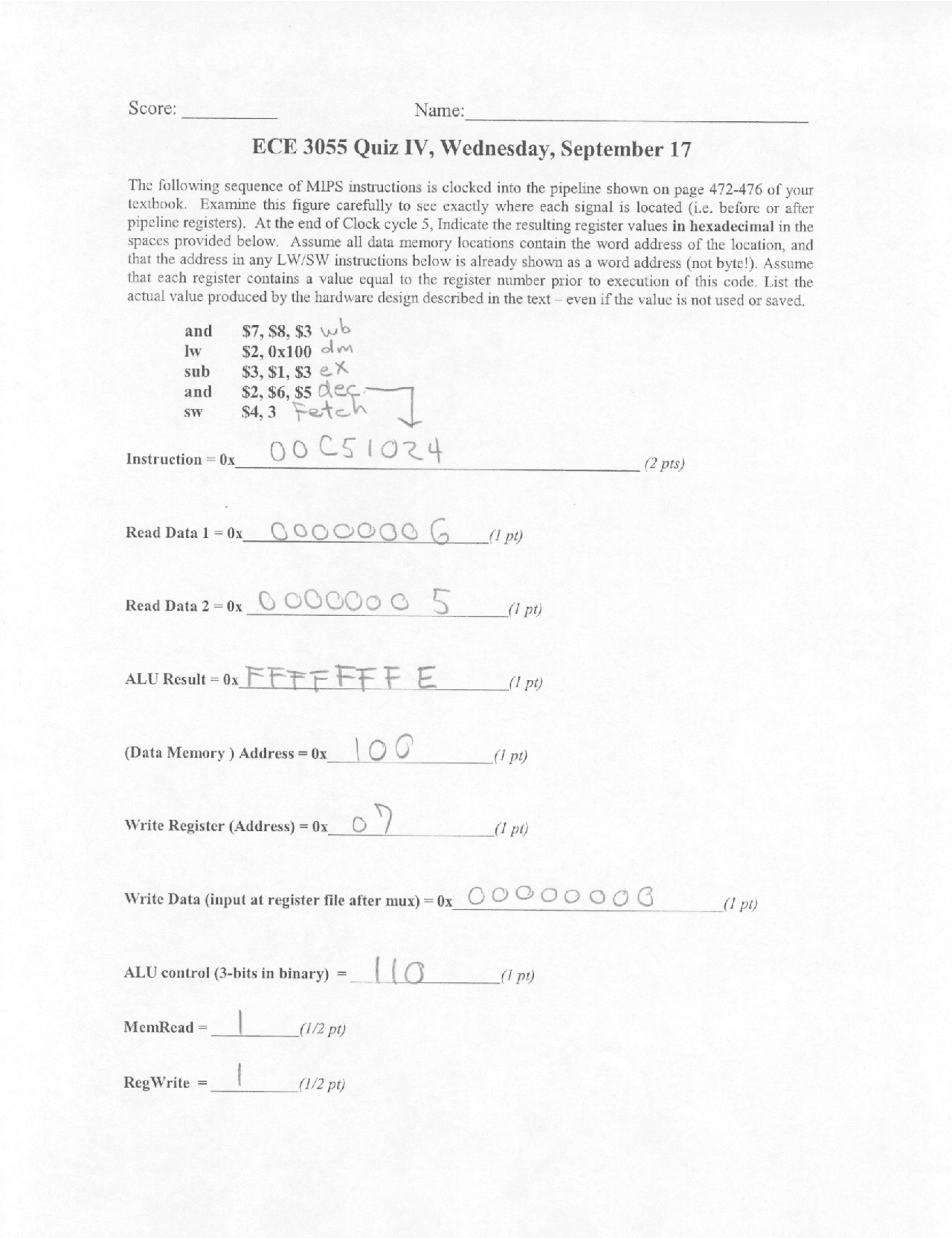 Solved Quiz 4 Operating Systems And Computer Architecture Ece 3055