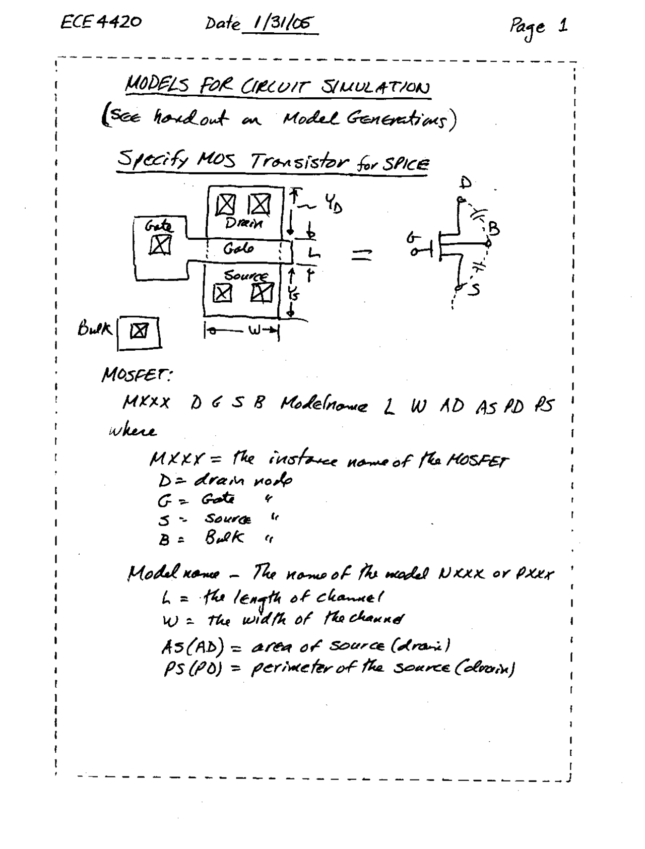 Models For Circuit Simulation Solutions For Handwritten Notes 2005