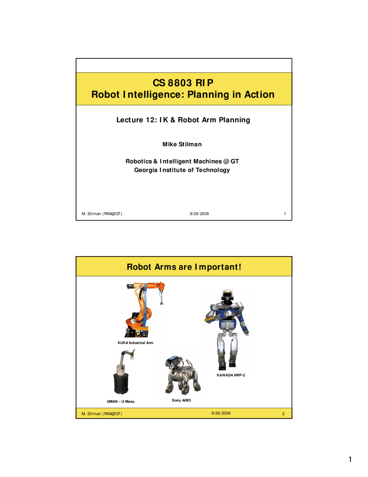 IK and Robot Arm Planning - Robot Intelligence: Planning in Action | CS ...