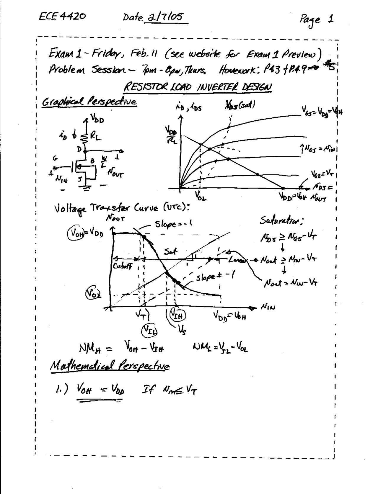 Solution For Exam 1 Digital Integrated Circuits Ece 4420 Docsity