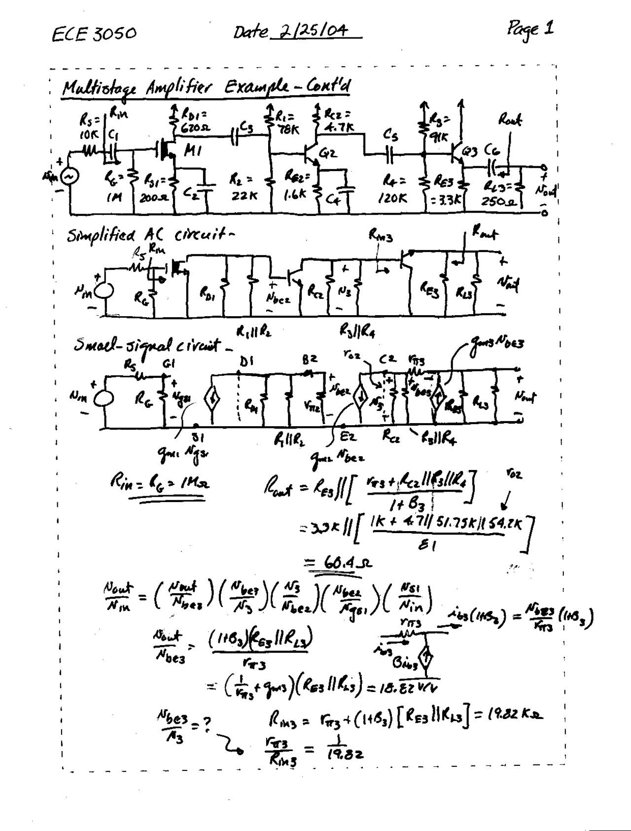 Handwritten Lecture For Multistage Amplifiers Analog Electronics