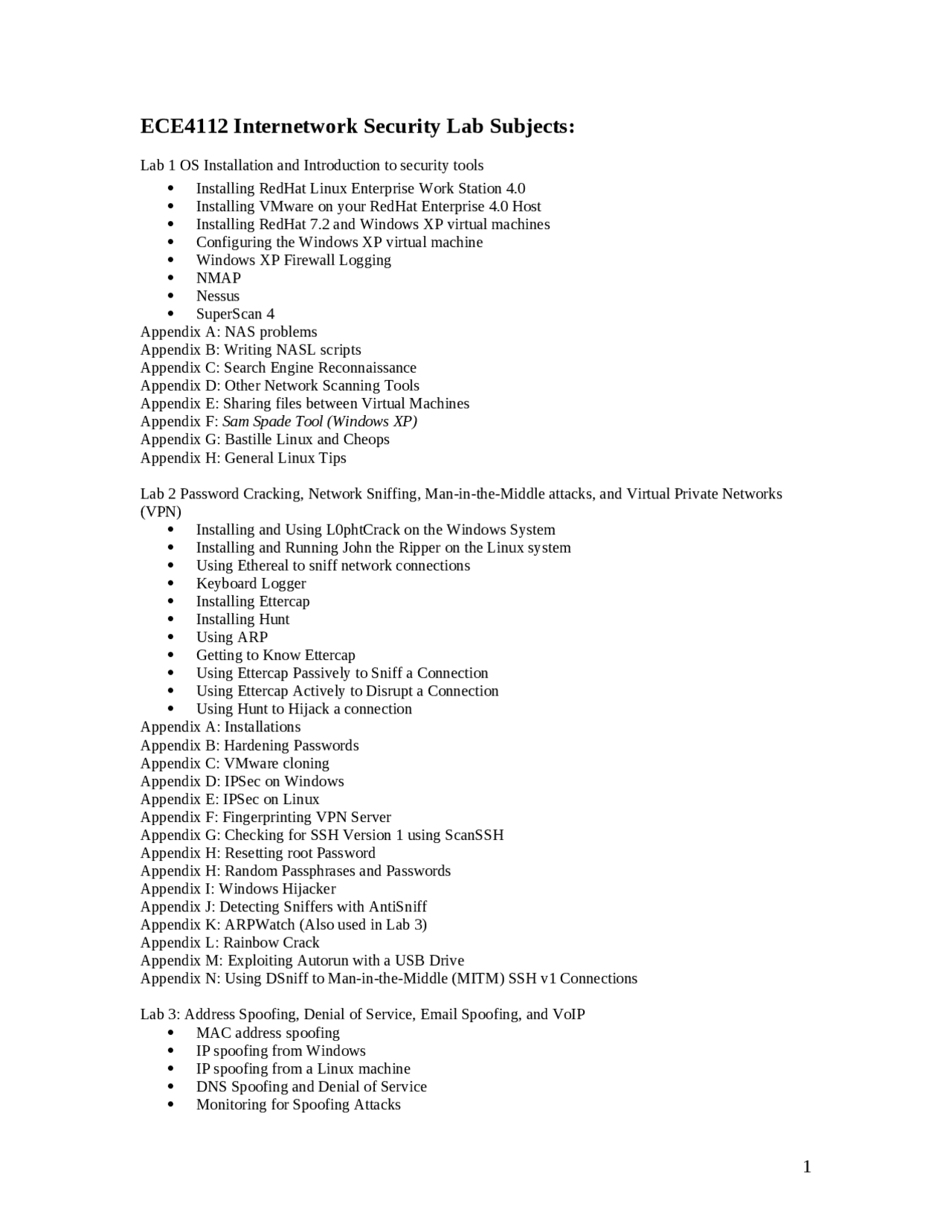 Lab 1 - OS Installation and Introduction to Security Tools | ECE 4112 - Docsity