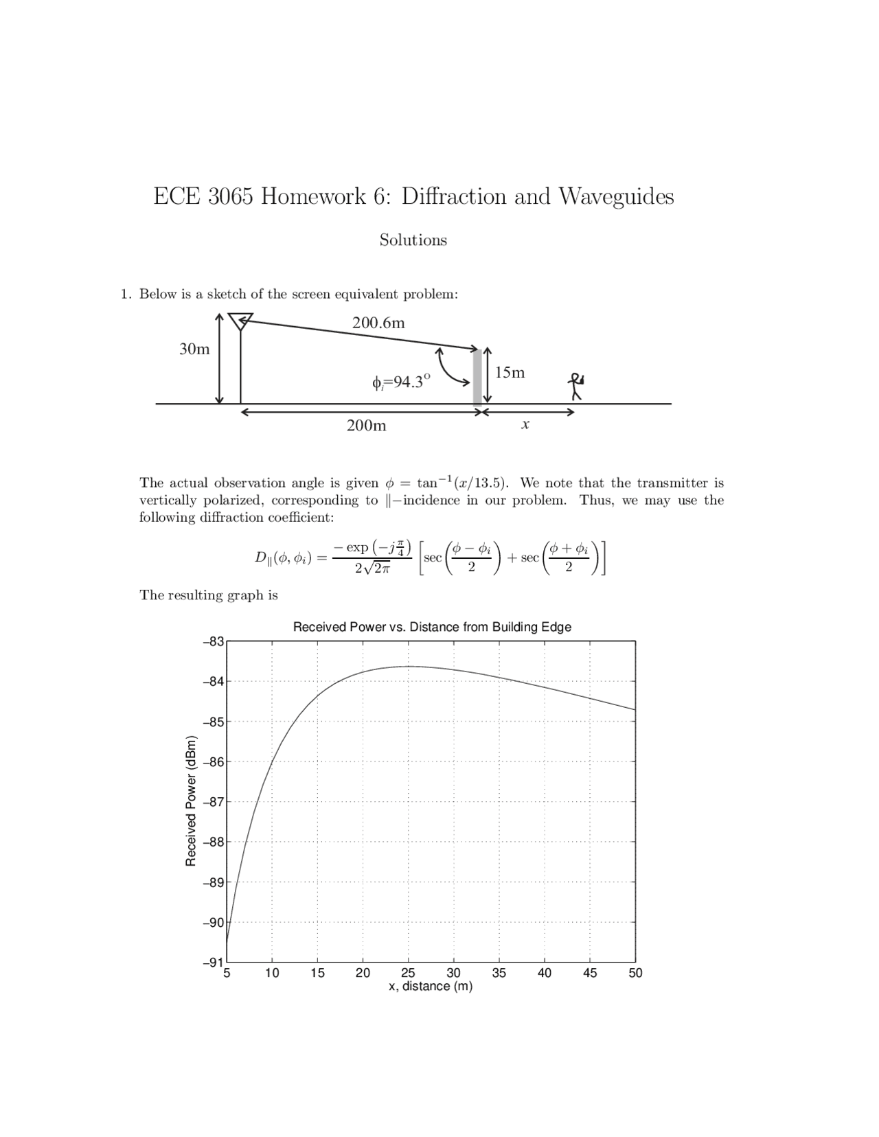 6 Solved Problems On Diffraction And Waveguides Homework 6 Ece 3065