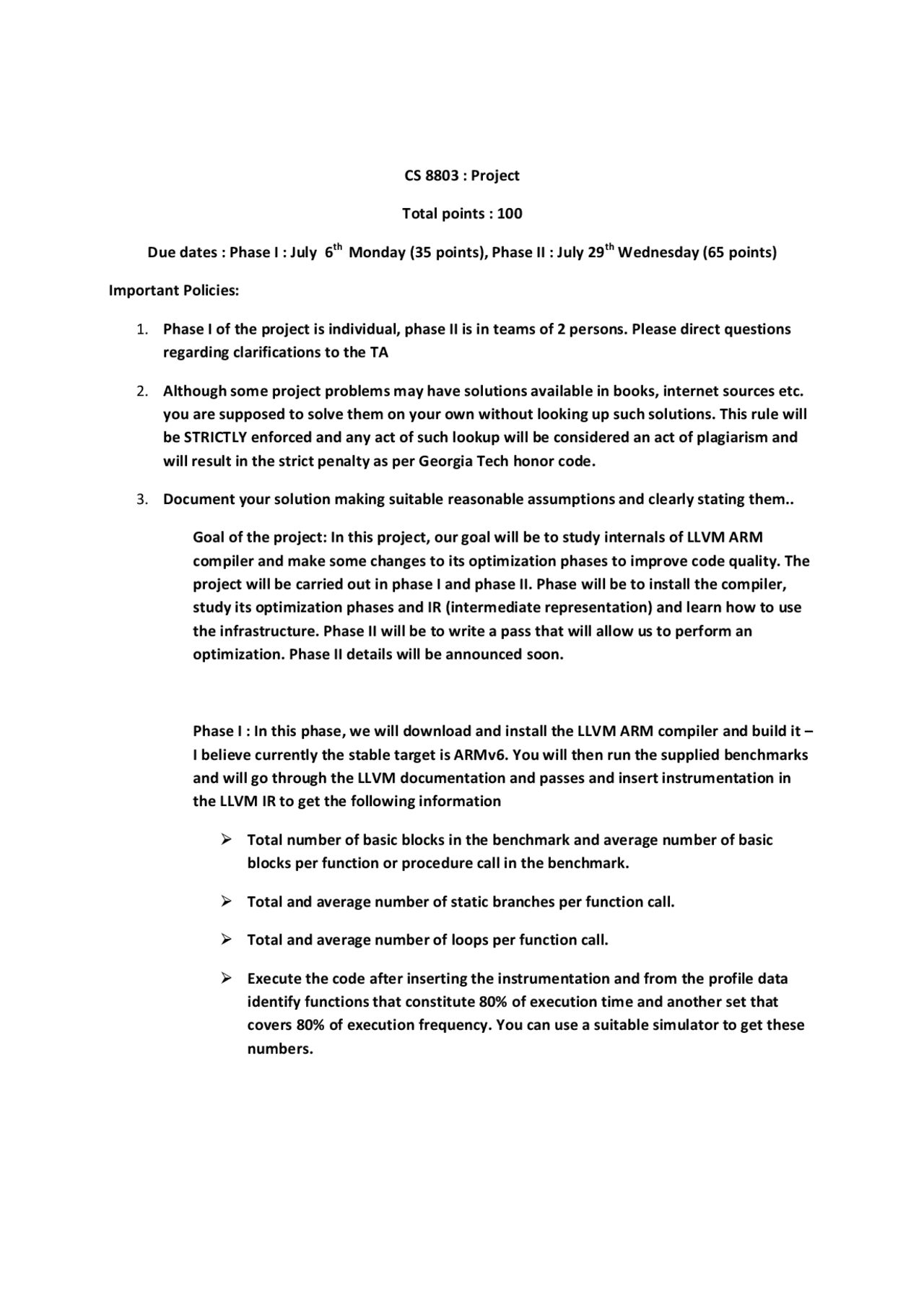 Project Policies On Introduction To Graduate Algorithms Cs 8803 Docsity