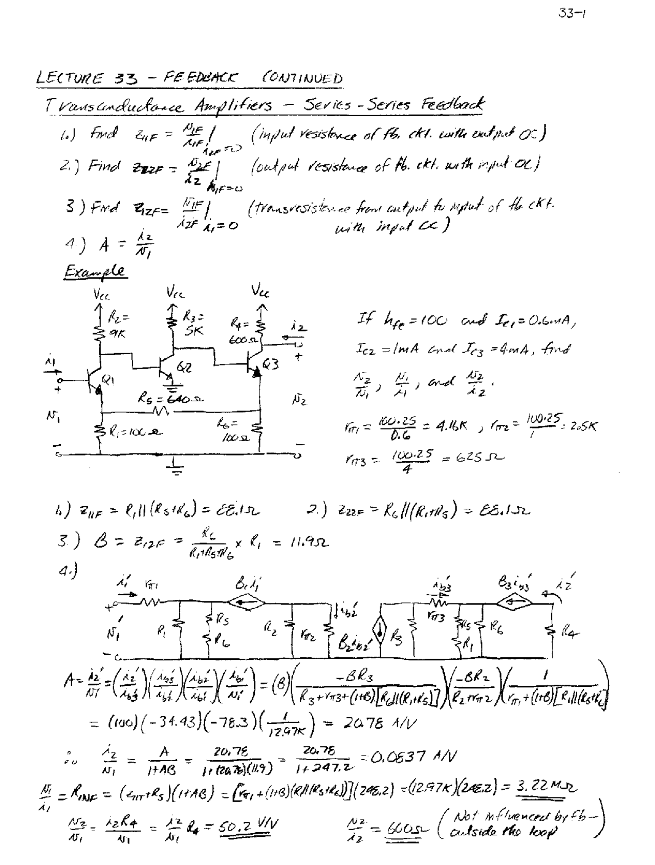 Transconductance Amplifiers Handwritten Notes Ece 3050 Docsity