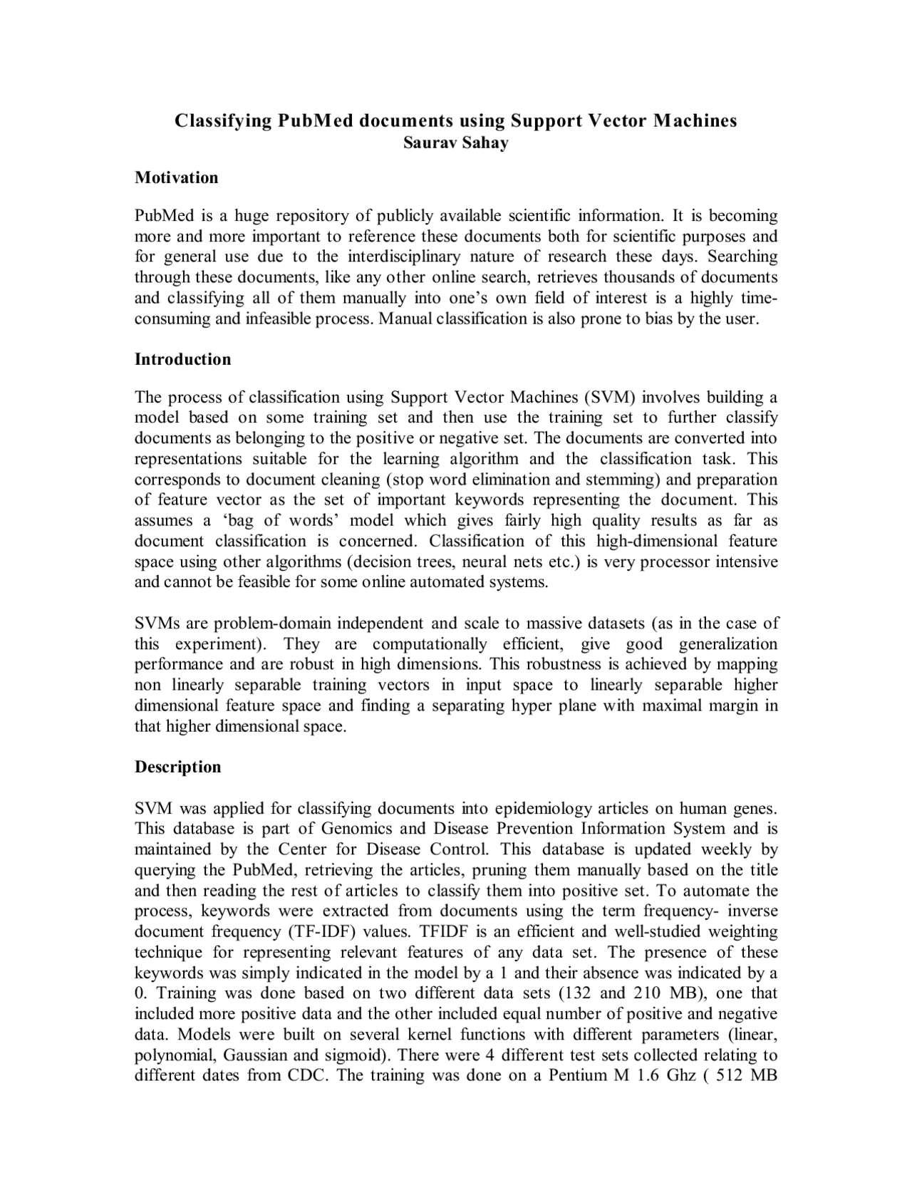 Classifying PubMed Documents using Support Vector Machines | CS 7001 ...