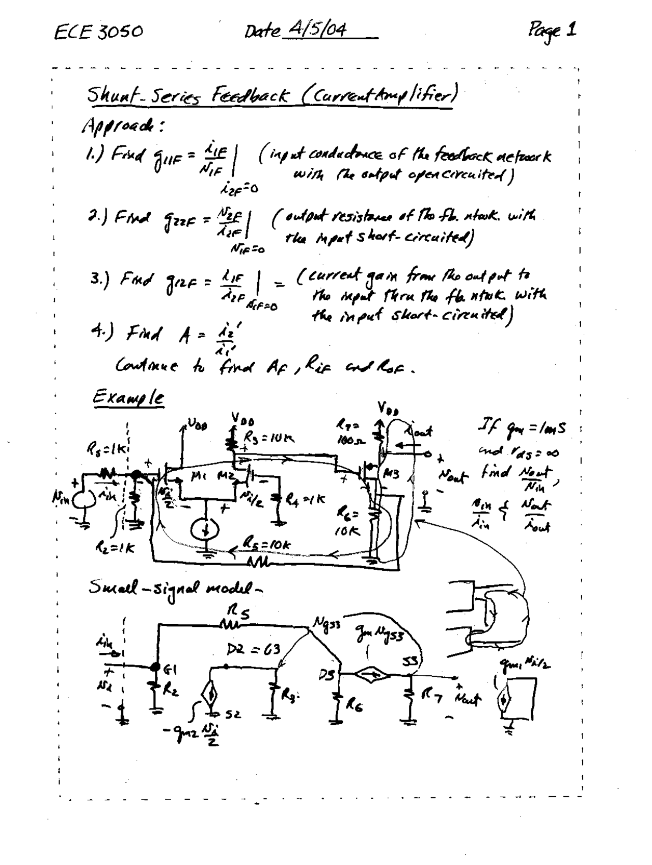 Shunt Series Feedback In Analogue Electronics Handwritten Notes Ece