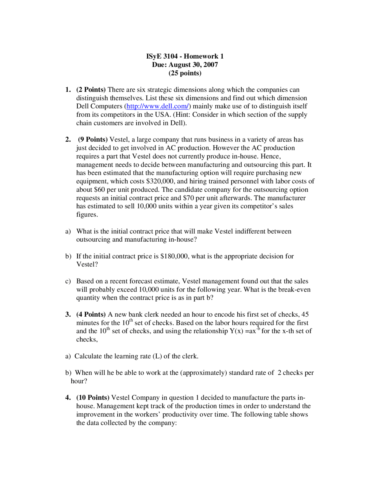 Assignment 1 With 4 Questions Supply Chain Model Manufacturing And