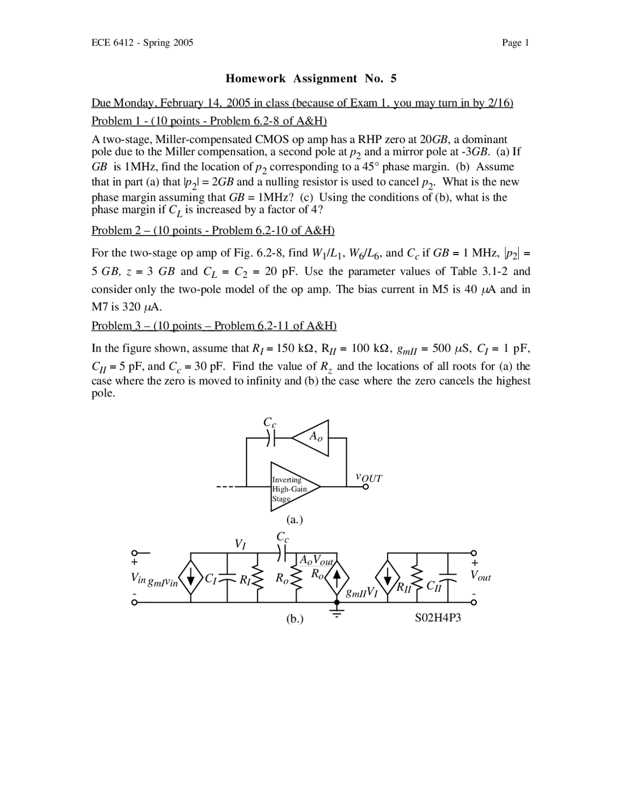 5 Questions On Analog Integrated Circuit Design Examination 1 Ece