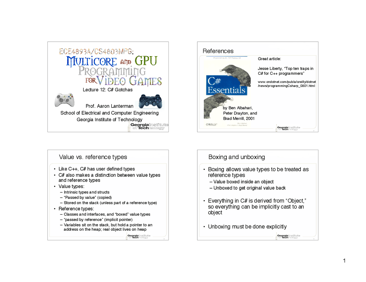Multicore And Gpu Programming For Video Games Slides Ece 4893 Docsity