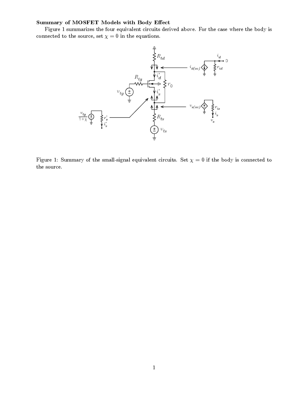 Summary Of Mosfet Models With Body Effect Ece 3050 Docsity