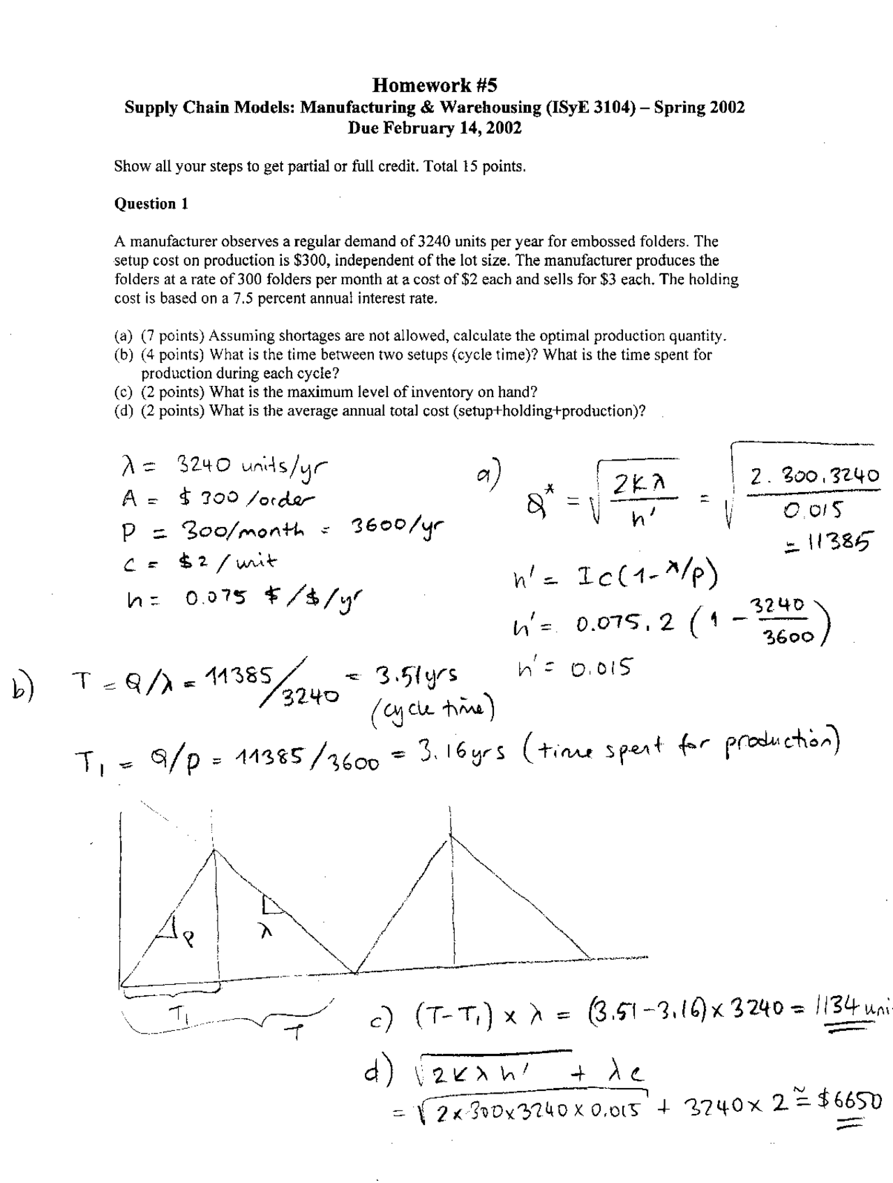 Homework 5 Supply Chain Modeling Manufacturing And Warehousing