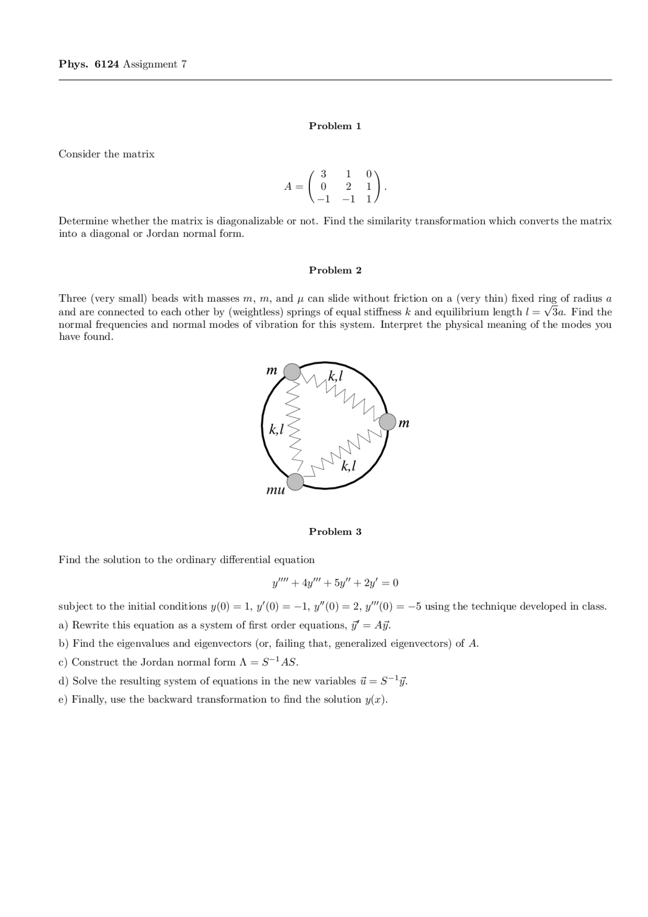 Assignment 7 Problems Mathematical Methods Of Physics I Phys 6124