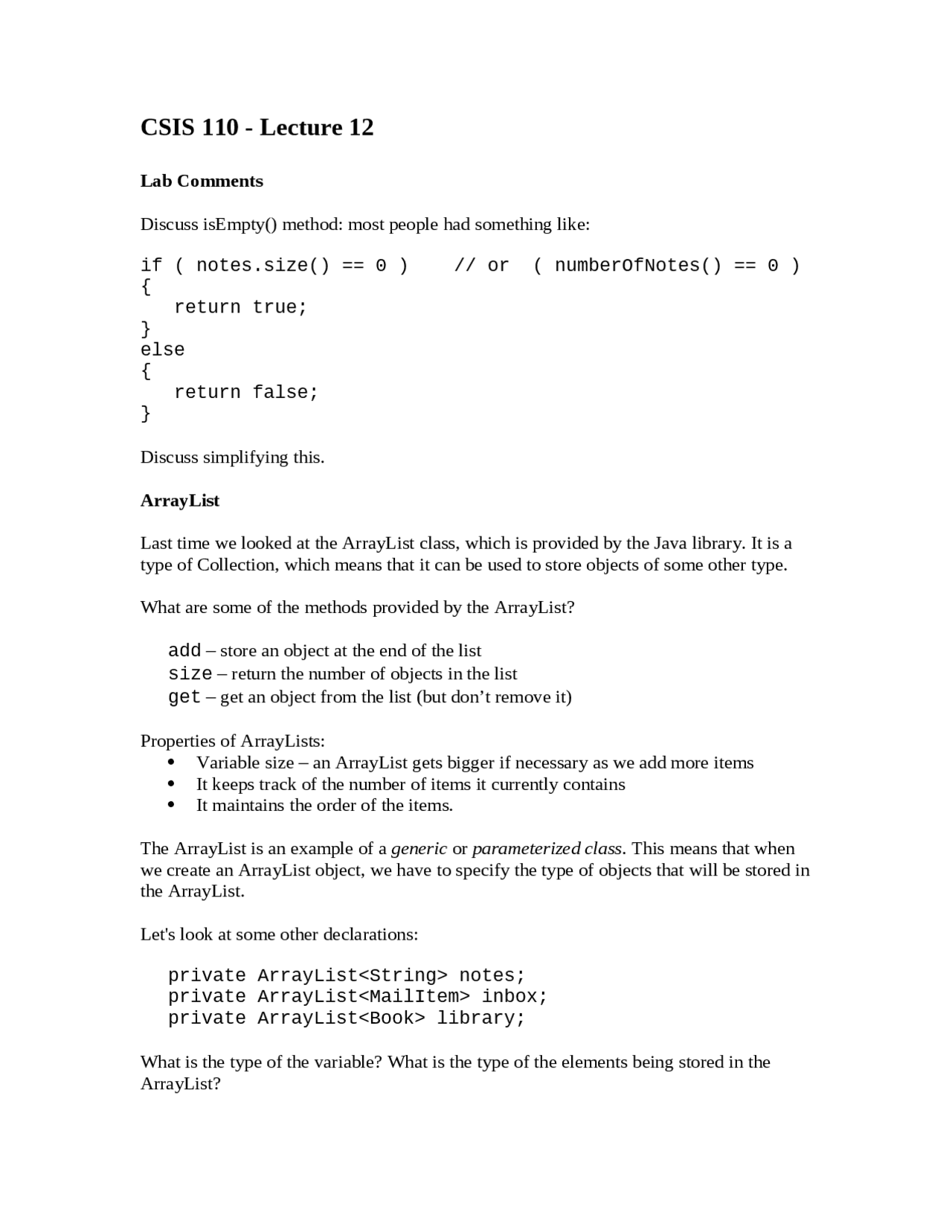 Laboratory Comments Introduction To Programming In Java Csis 110 1486