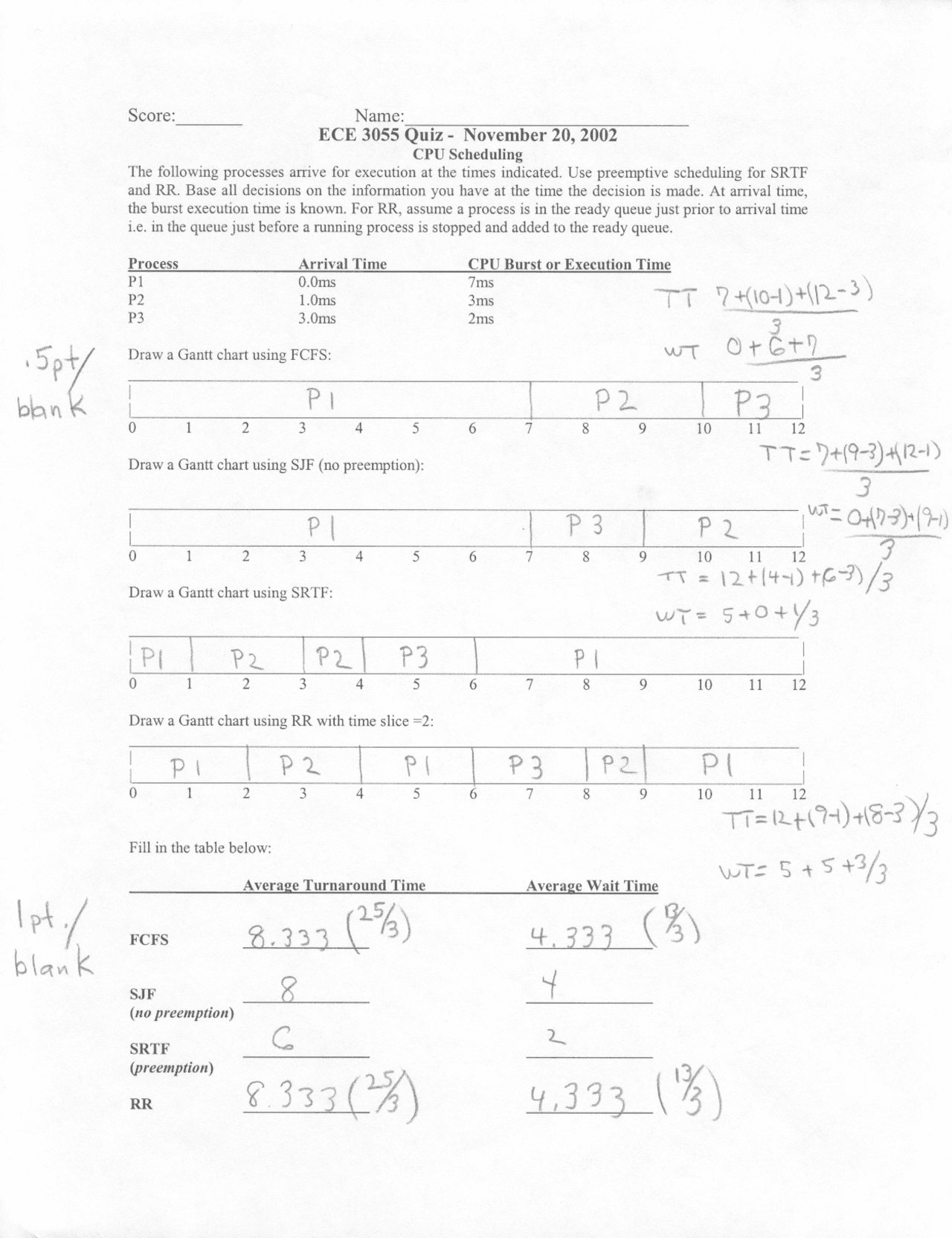 Solved Quiz Operating Systems And Computer Architecture Ece 3055 Docsity