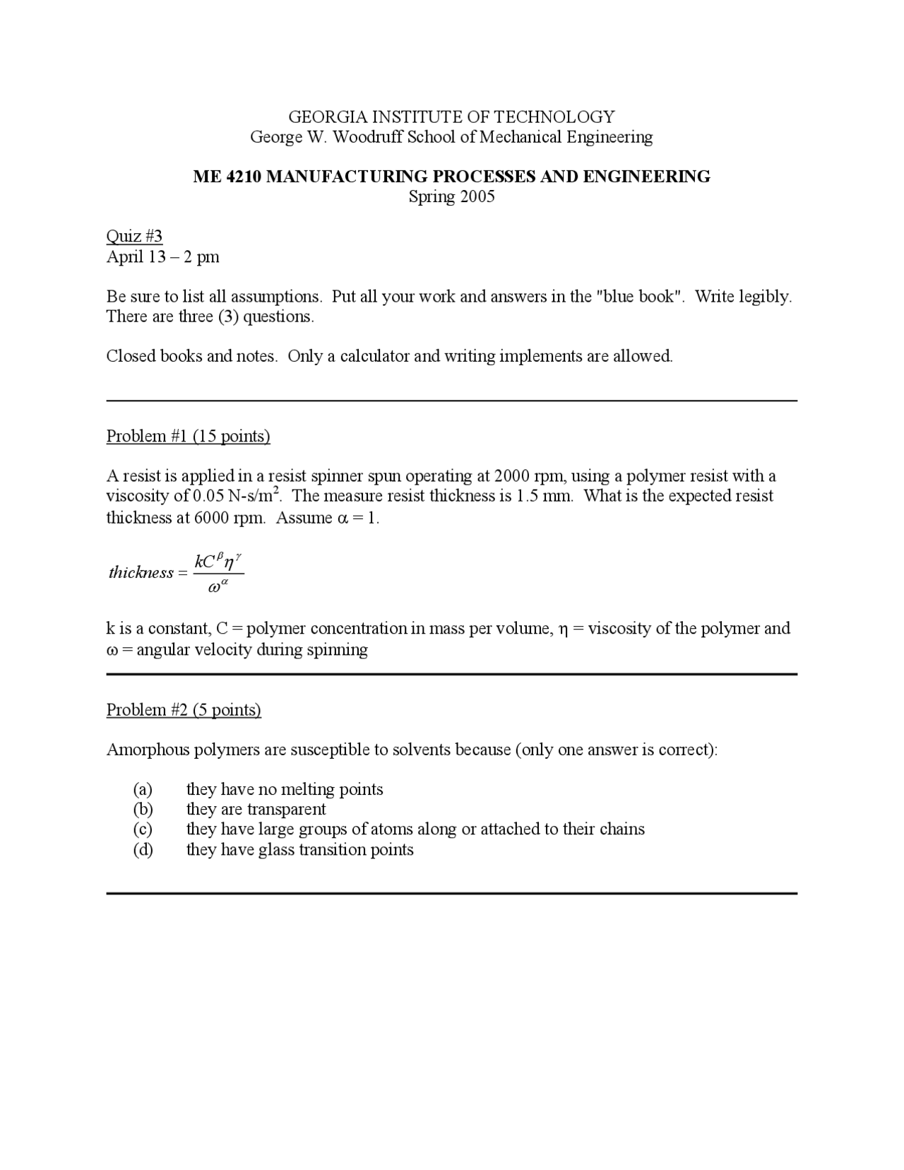 Manufacturing Processes And Engineering Quiz Me 4210 Docsity