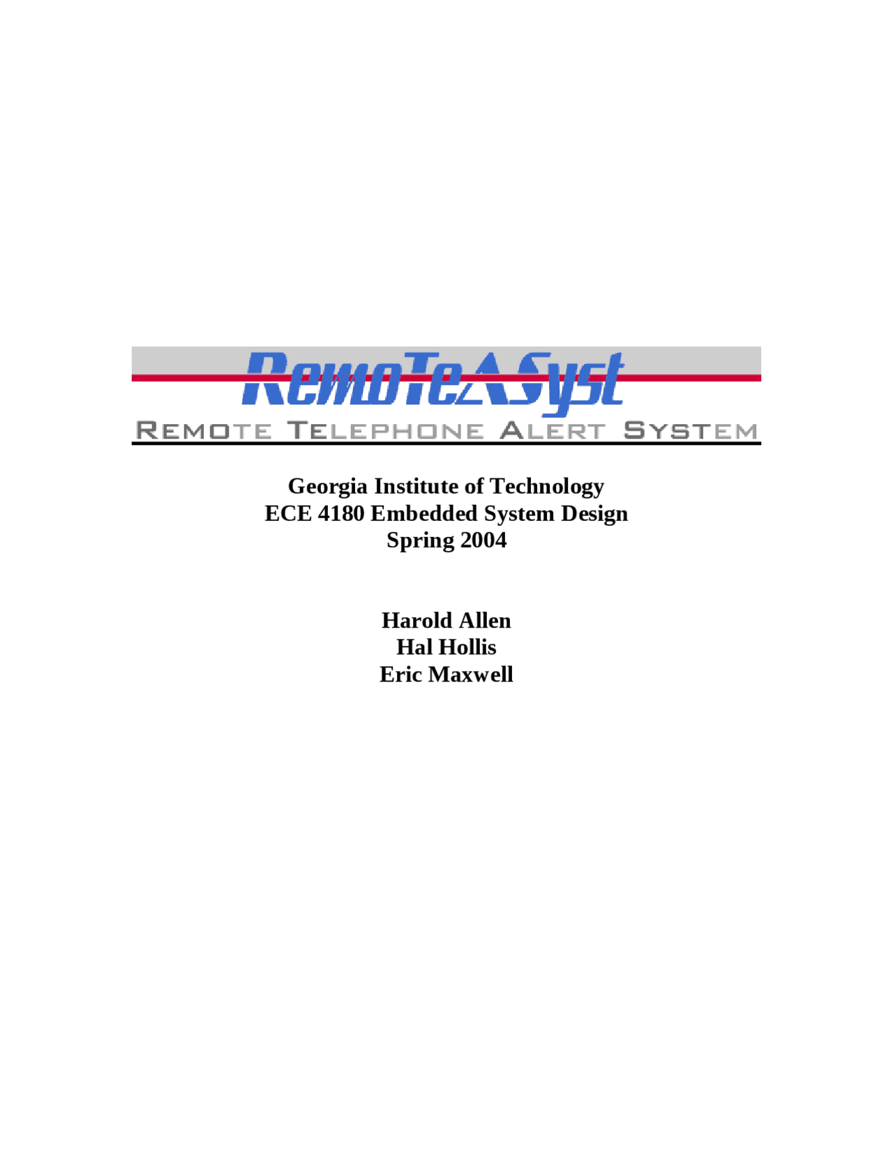 Telephone Interface Hardware and Alarm Sensor Hardware | ECE 4180 - Docsity