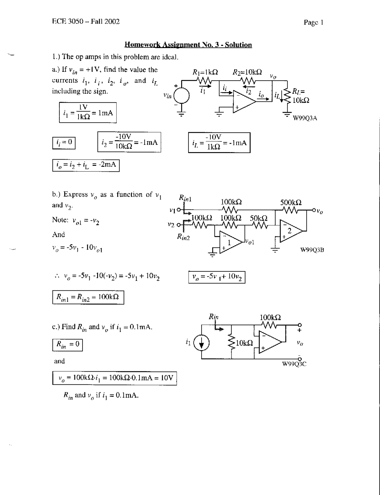 4 Questions on Thevenin Equivalent and Ideal Current - Assignment 3 | ECE 3050 | Assignments ...