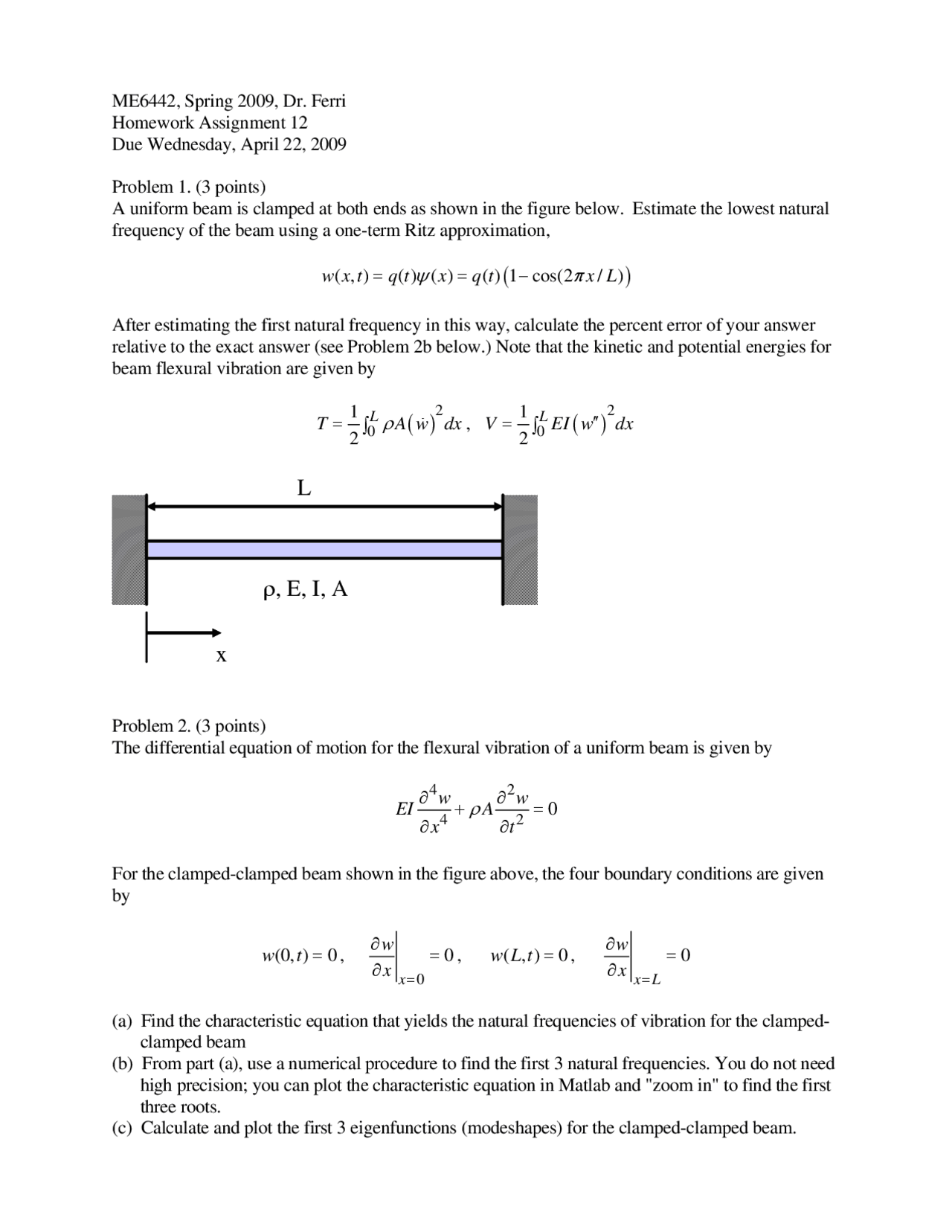 Vibration Mechanical System - Homework 12 Problems with Solution | ME 6442 | Assignments ...