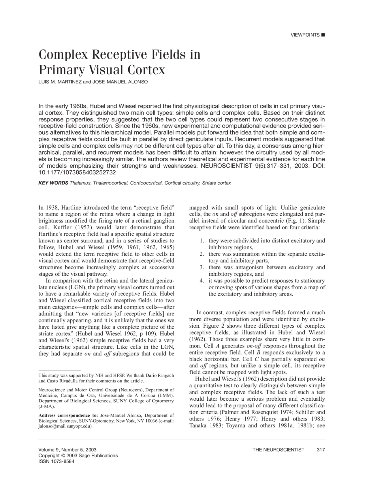 Complex Receptive Fields In Primary Visual Cortex Bmed 8813 Docsity