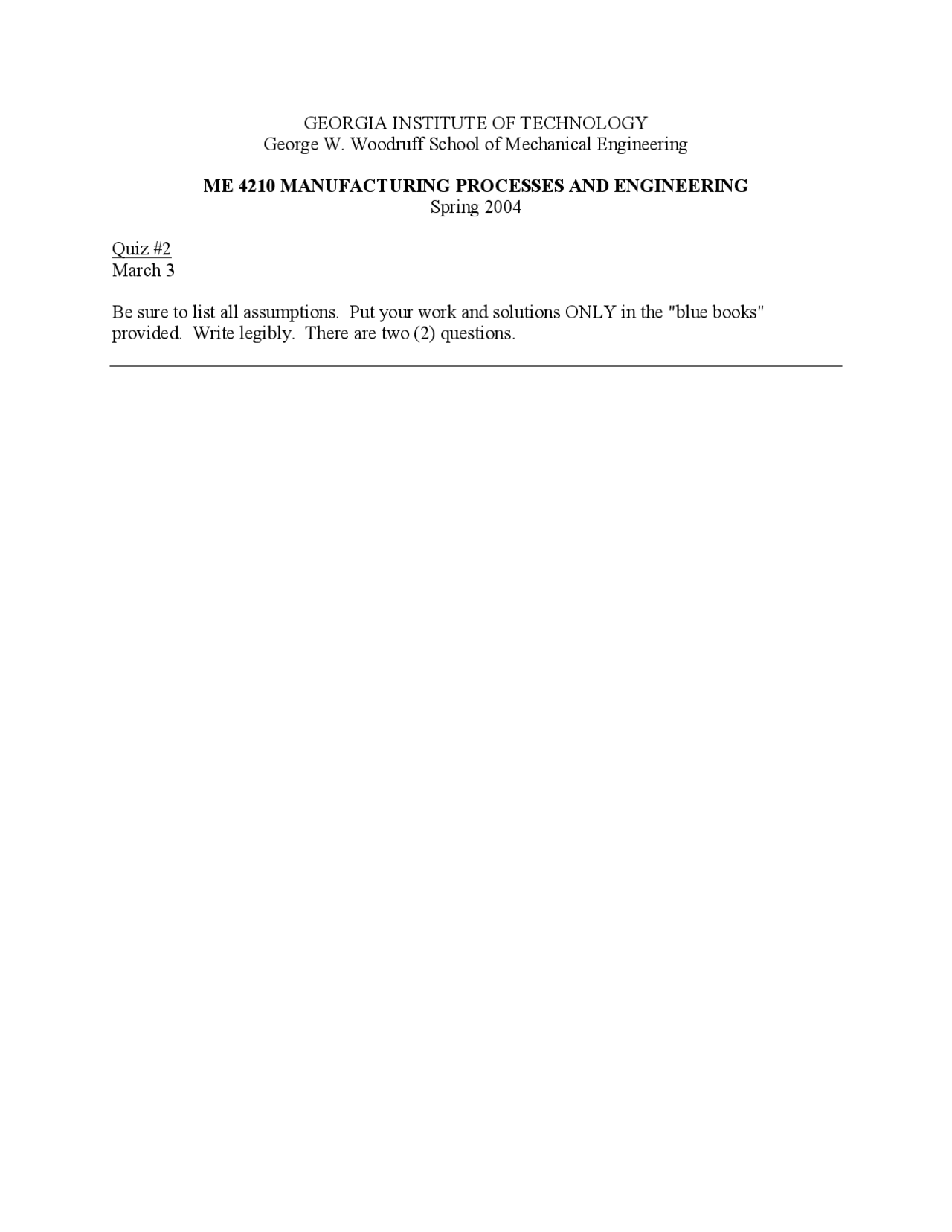 2 Solved Problems On Manufacturing Processes And Engineering Quiz