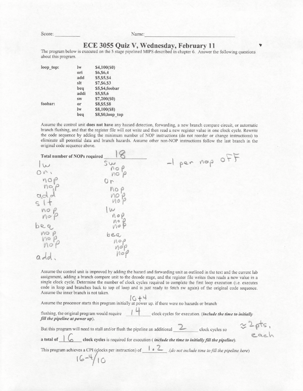 Quiz 5 With Resolution Computer Architecture And Operating Systems Ece 3055 Docsity 2571