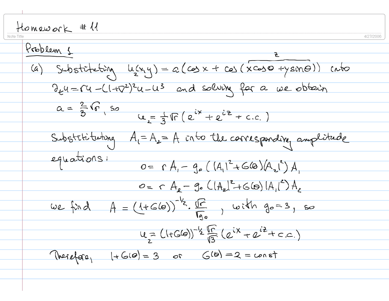 Homework 11 Solutions - Special Topics | PHYS 8803 | Assignments Physics | Docsity
