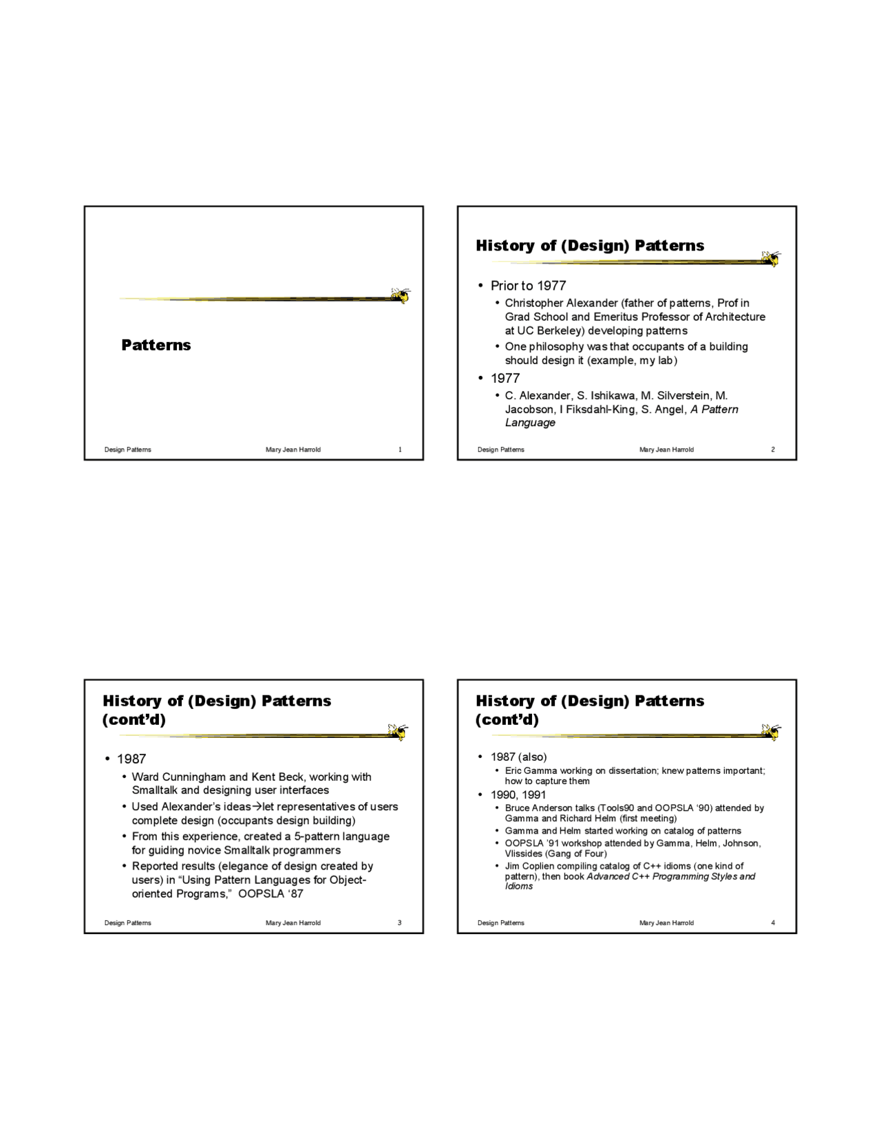 Design Patterns Patterns Lecture Sides Cs 6300 Docsity