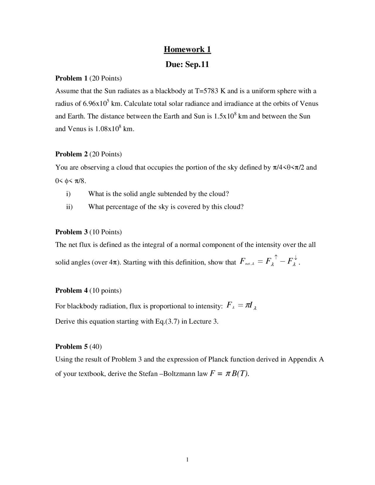 Problems For Assignment 1 Special Topics Eas 8803 Docsity