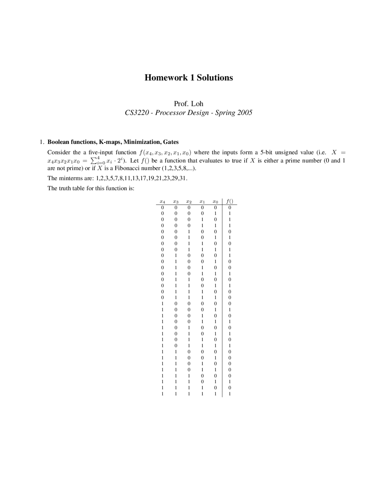 Homework 1 Solutions Processor Design Cs 3220 Docsity