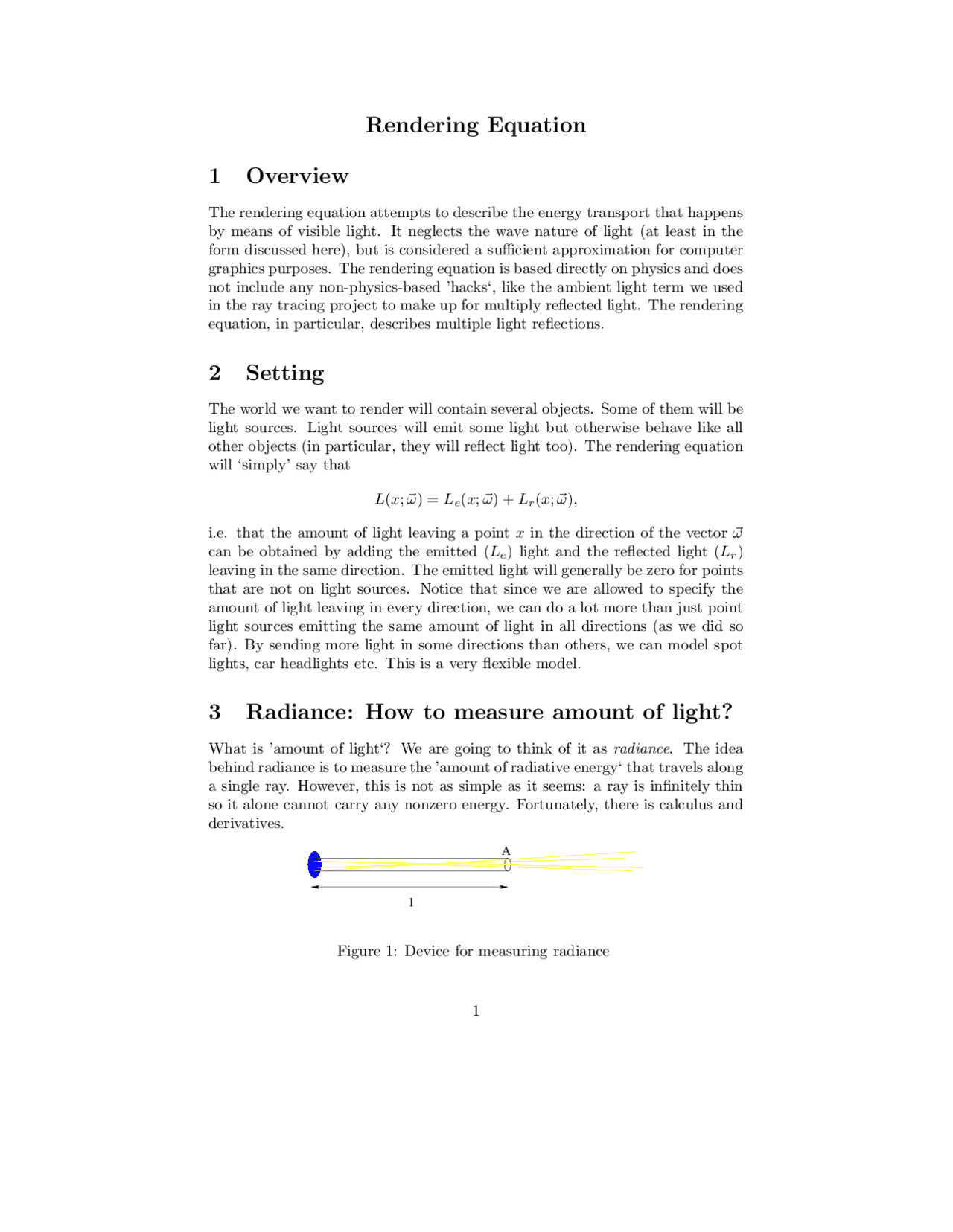 Rendering Equation Lecture Notes Computer Graphics Cs 3451 Docsity