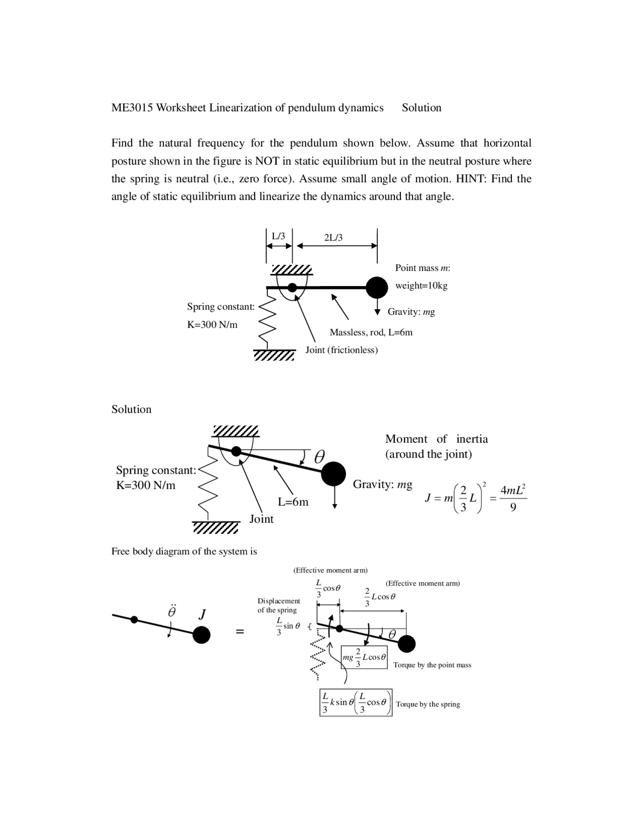 Solutions for Assignment - System Dynamics and Control | ME 3015 - Docsity