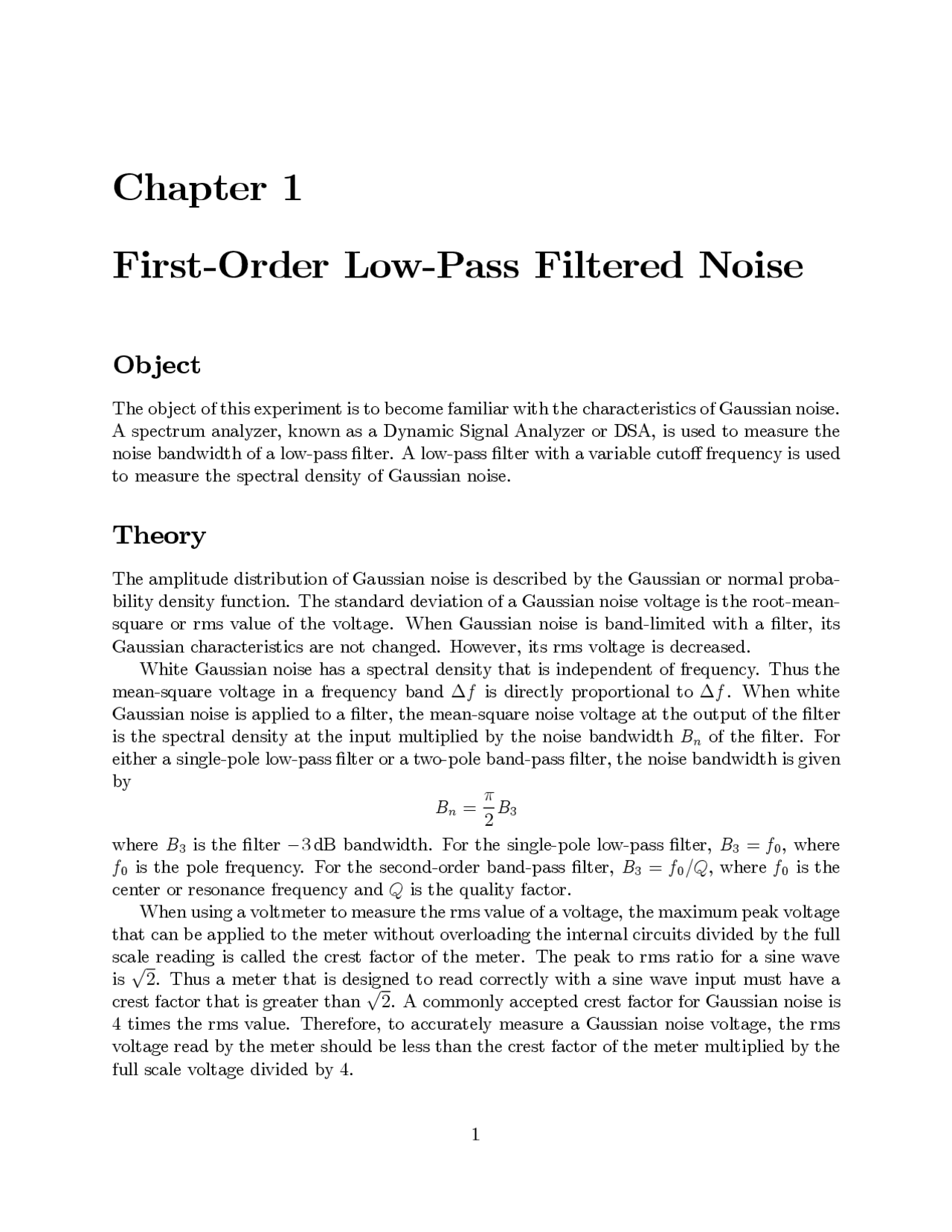 Theory Of Amplitude Distribution Of The Gaussian Noise Ece 6416 Docsity