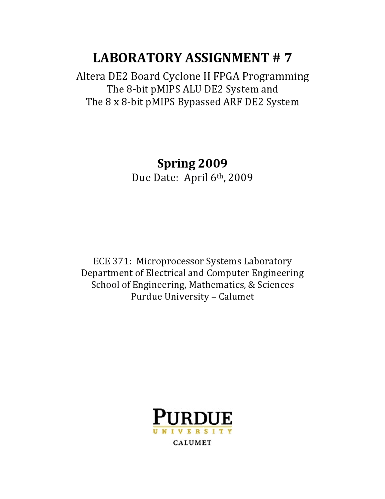 Laboratory Assignment 7 For Microprocessor Systems Ece 371 Docsity