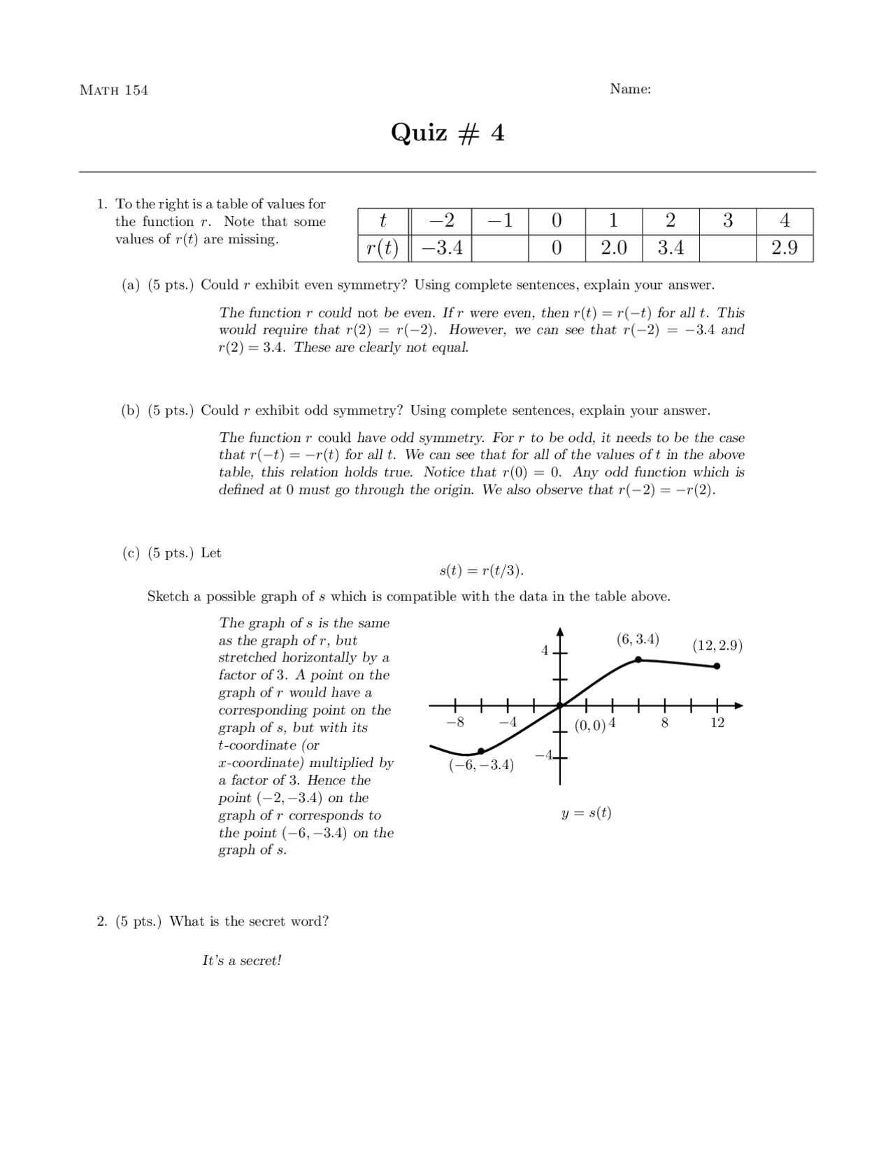 Quiz 4 Solutions for Algebra and Trigonometry II | MA 154 | Quizzes ...