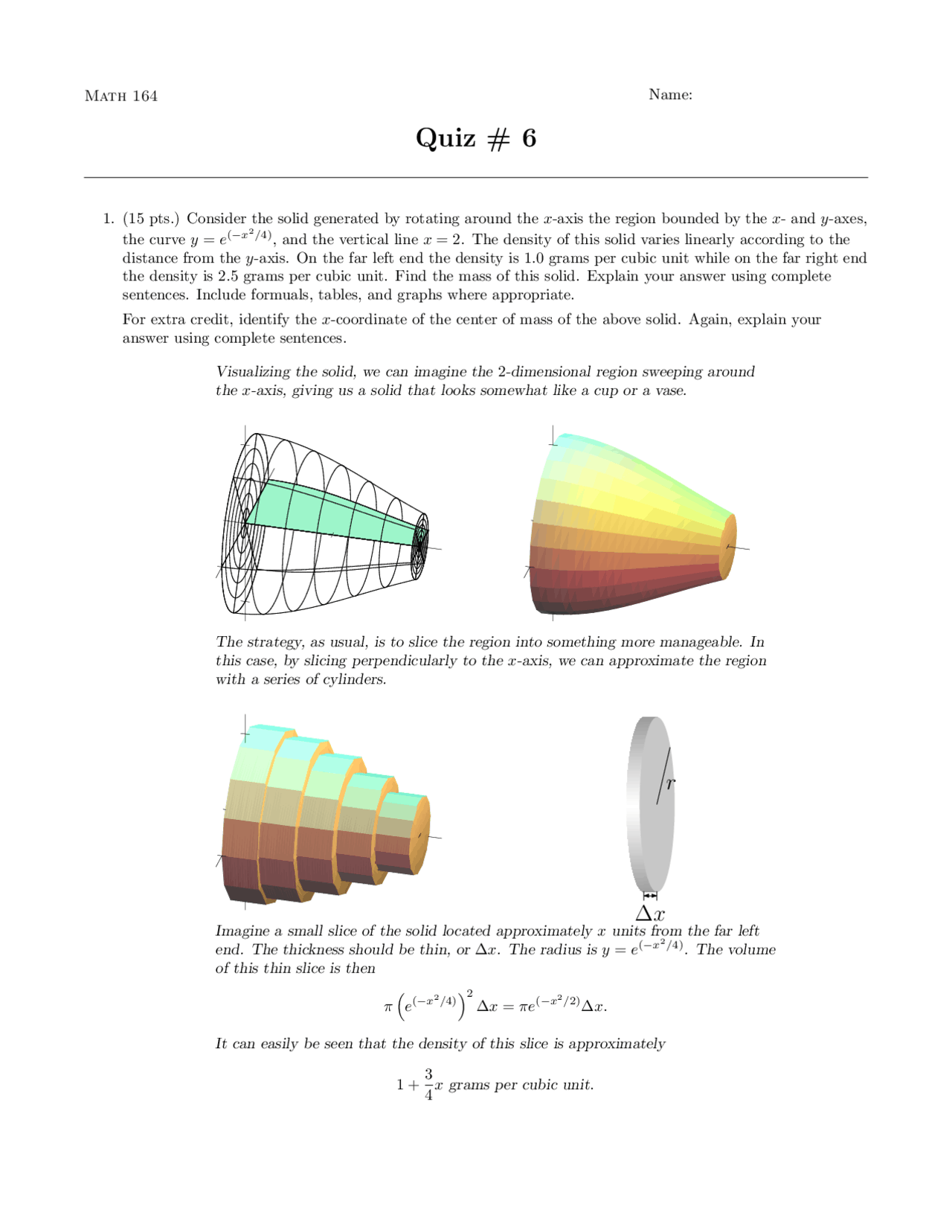 Integrated Calculus Analysis Geometry I Solved Exam 6 Ma 164 Docsity
