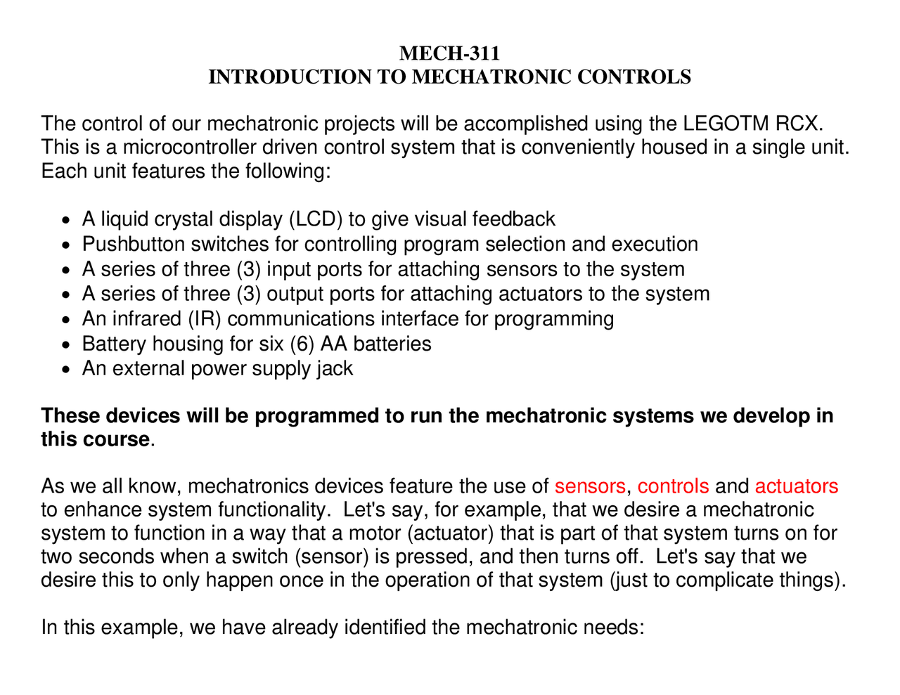 Project Guidelines on Introduction to Mechanical System Design | MECH ...