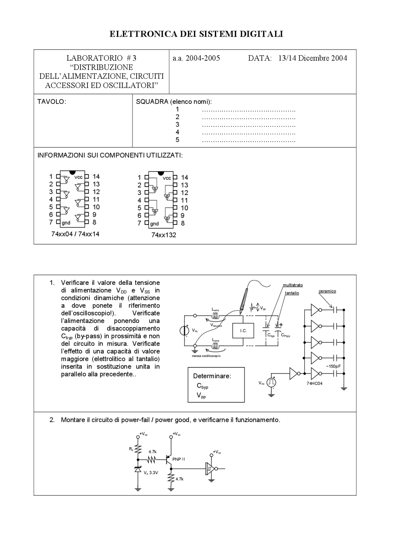 Elettronica Dei Sistemi Digitali Esercitazione Di Laboratorio 3 Docsity