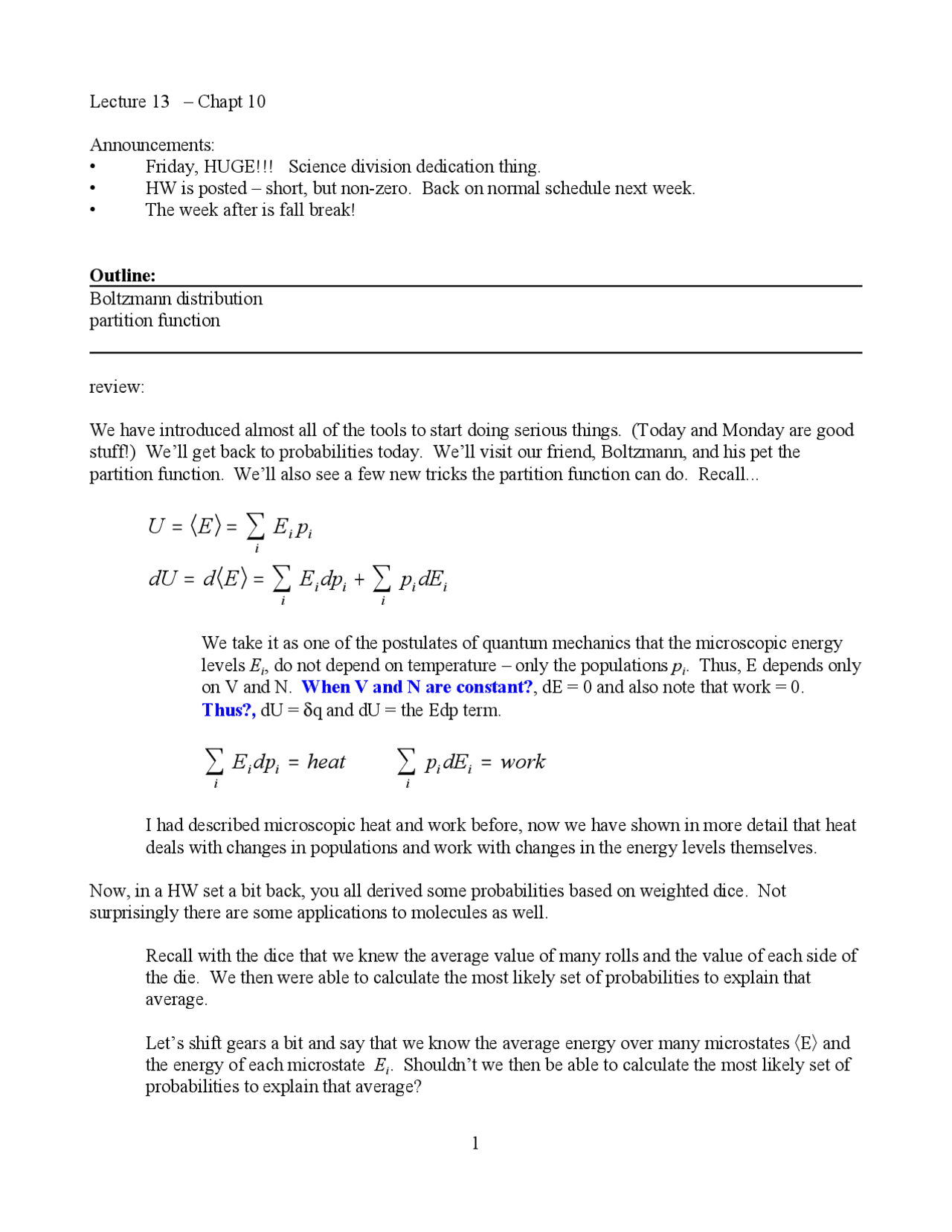 Boltzmann Distribution Partition Function - Physical Chemistry I | CHEM ...