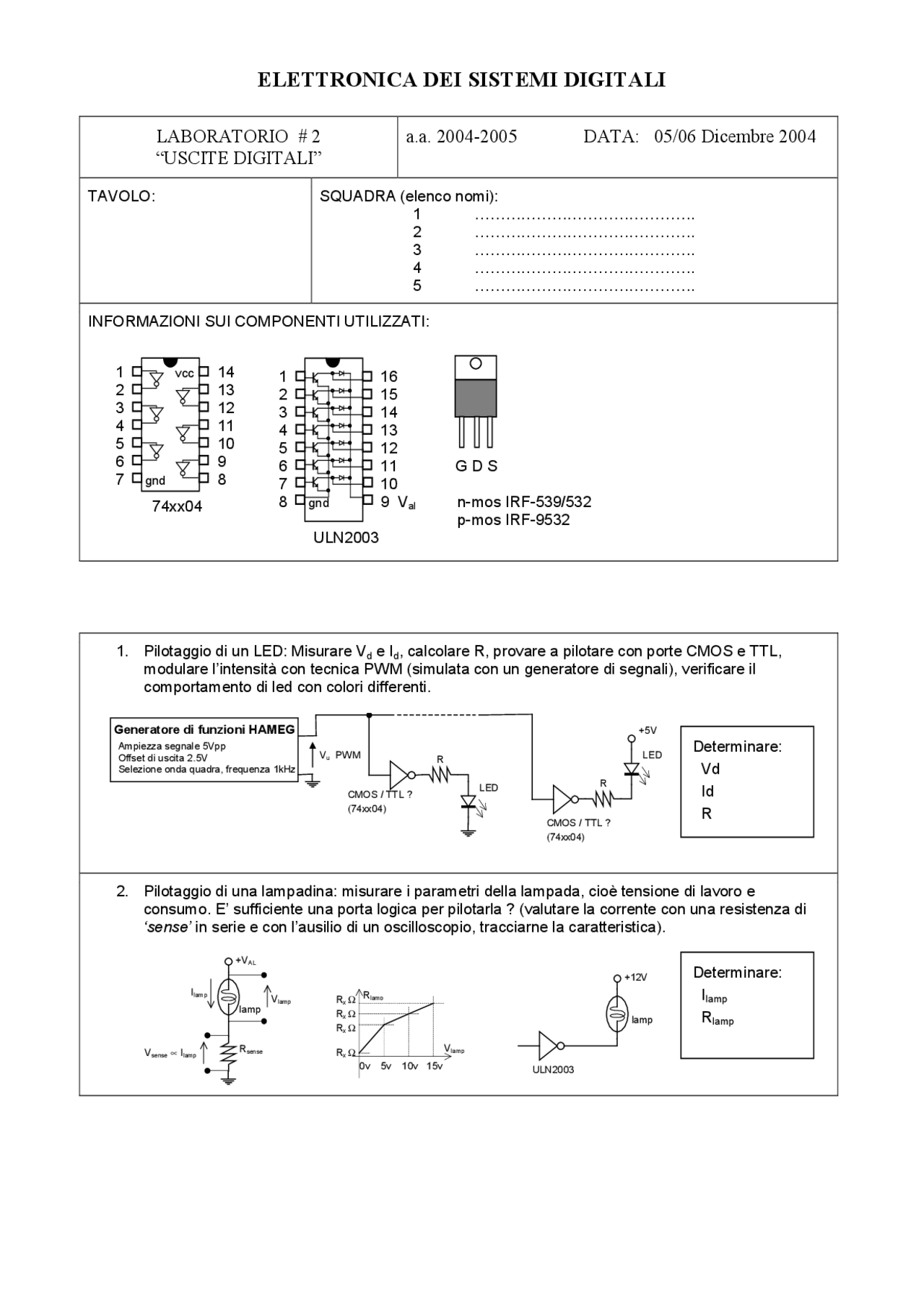 Elettronica Dei Sistemi Digitali Esercitazione Di Laboratorio 2 Docsity