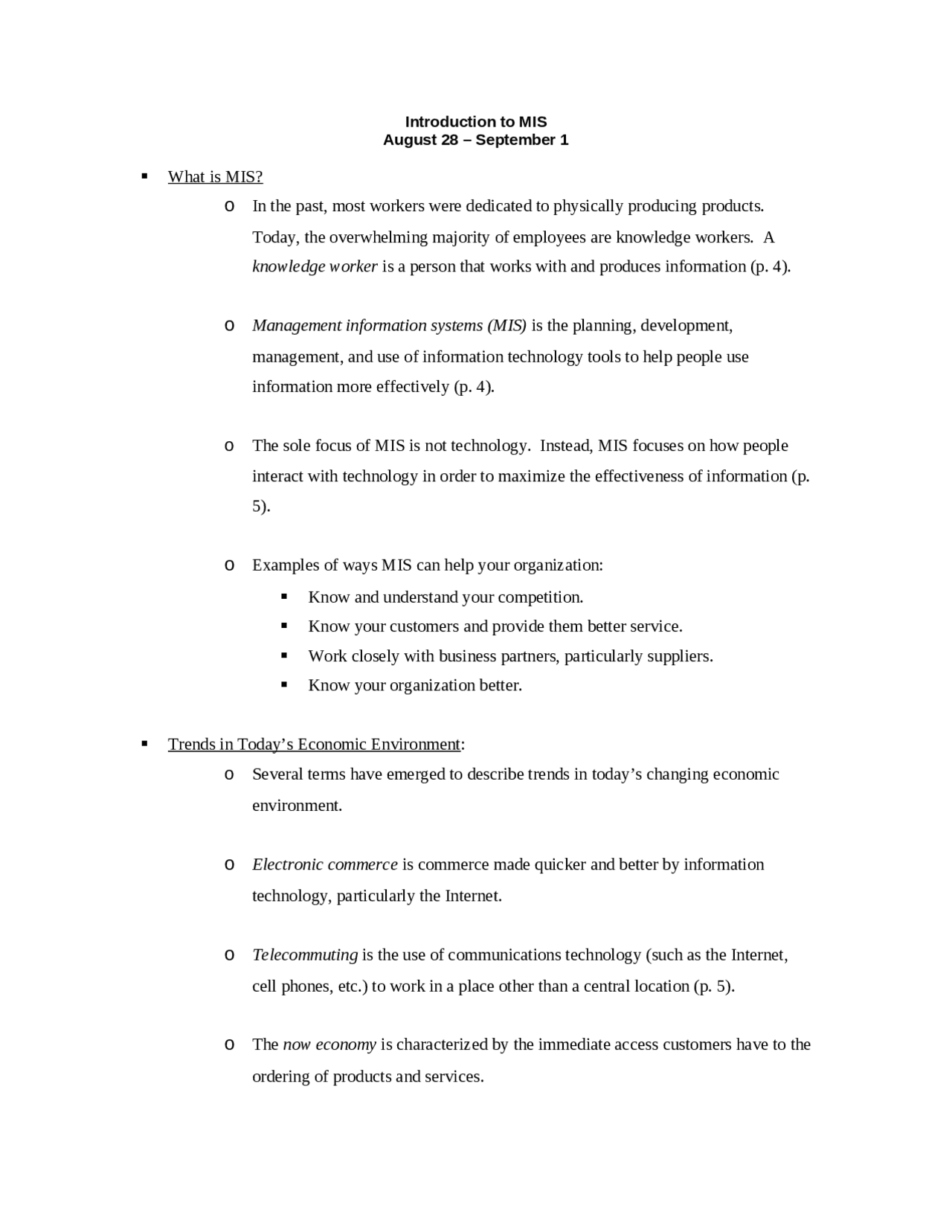 Management Information Systems - Lecture Notes | BU 294 - Docsity