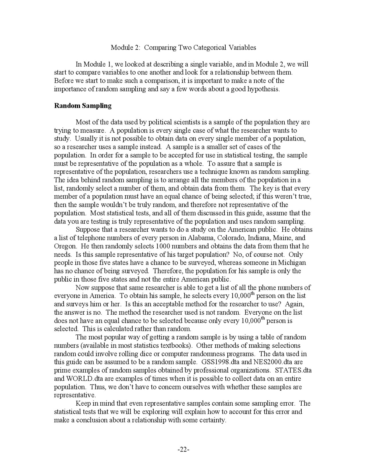 Comparing Two Categorical Variables - Module 2 | POL 242 - Docsity