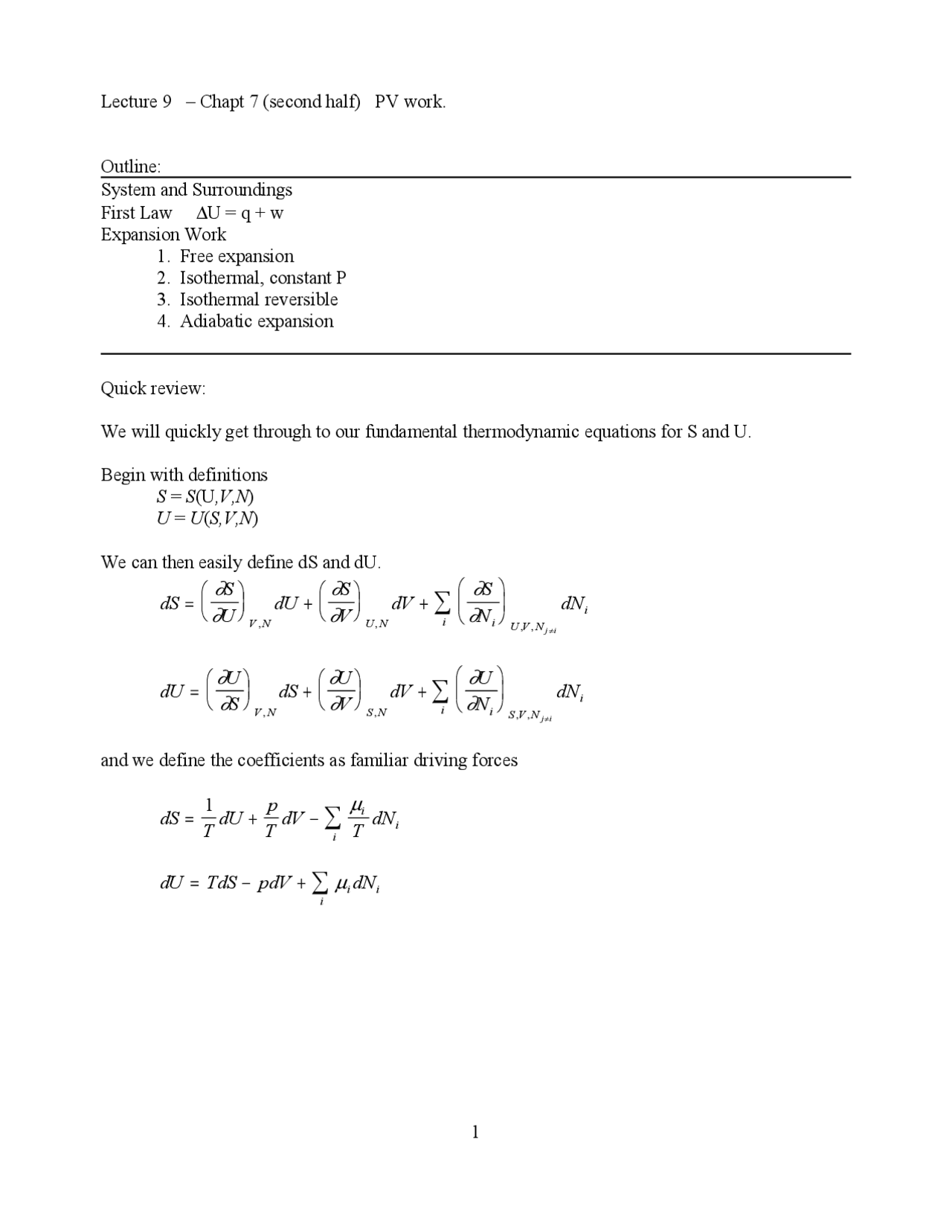 Notes on Systems and Surroundings - Physical Chemistry I | CHEM 343 ...