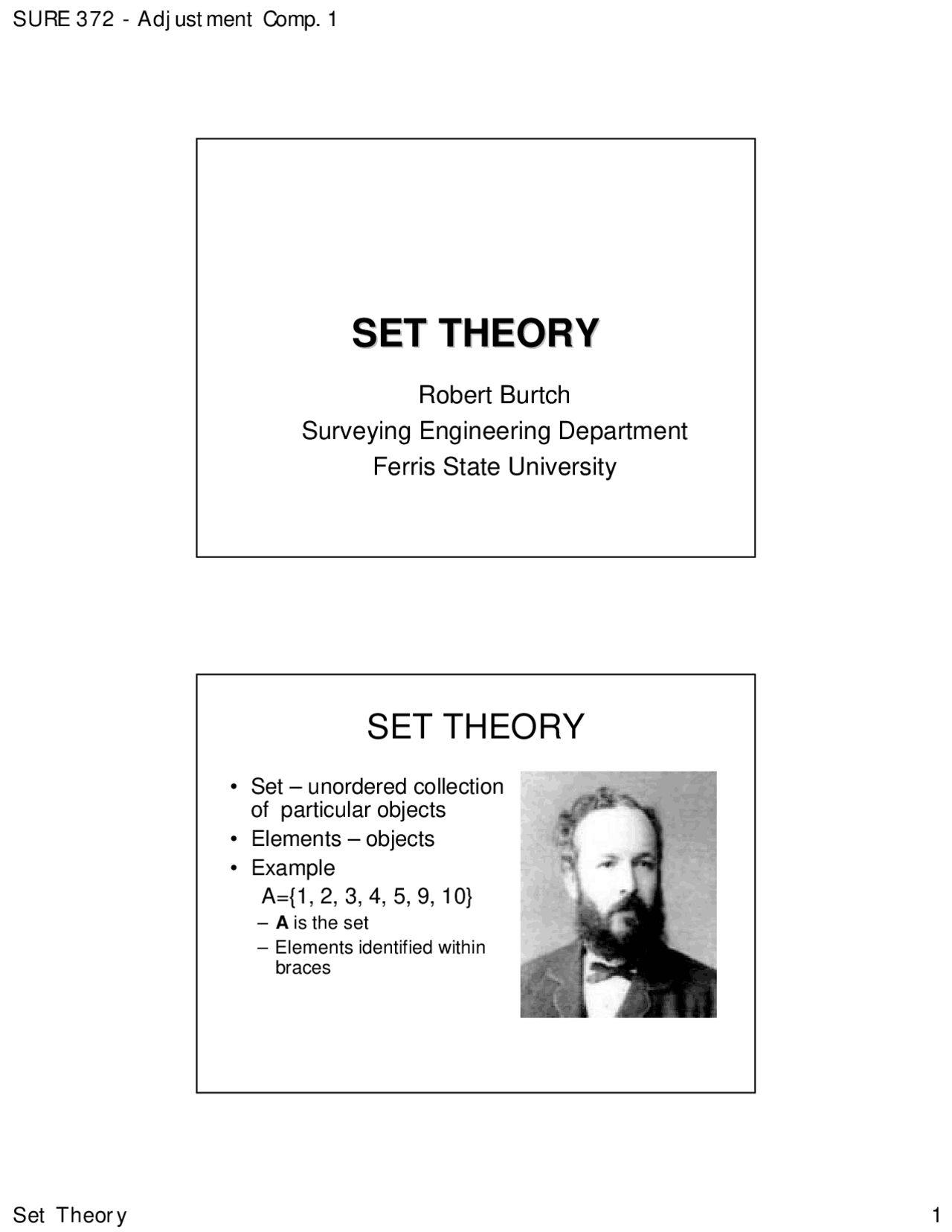 Set Theory Adjustment Computations 1 Slides Sure 372 Docsity