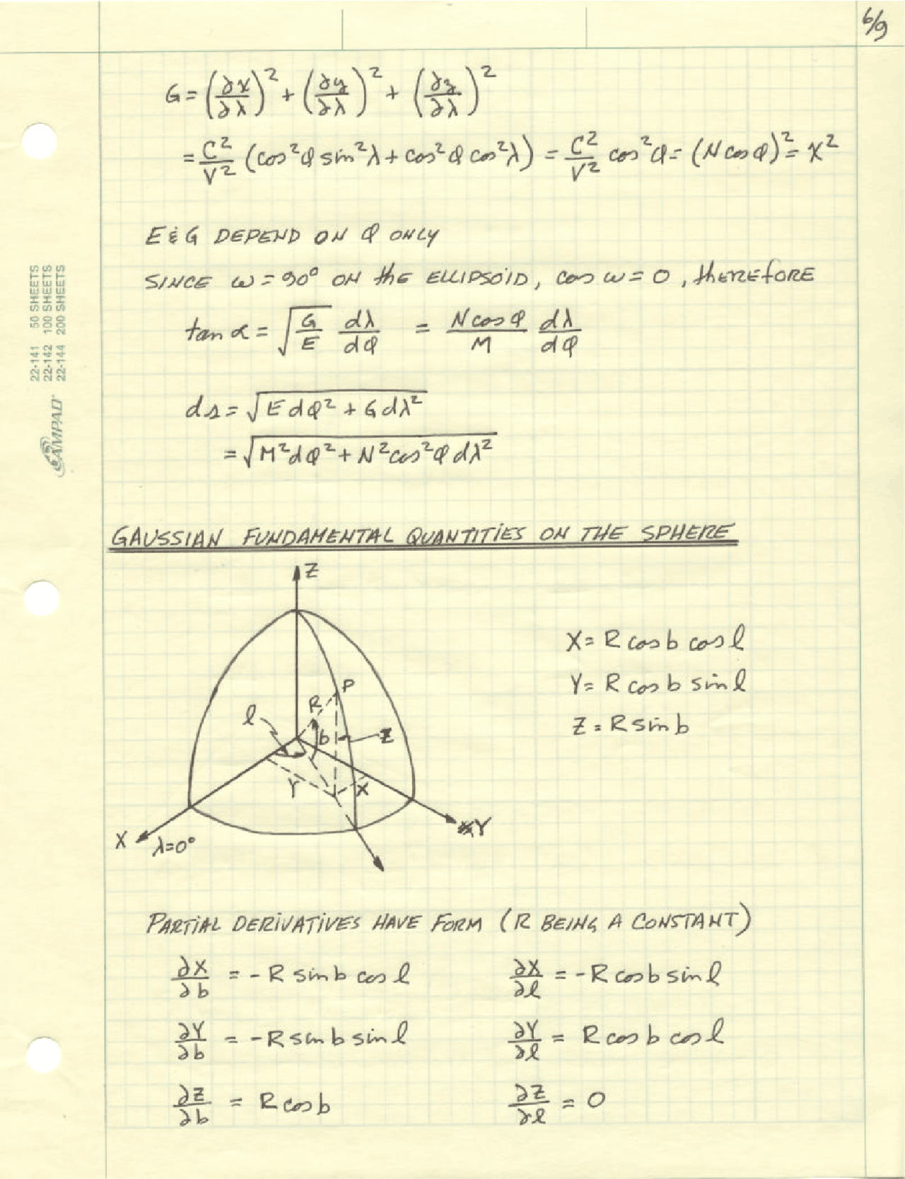 Gaussian Fundamental Quantities On The Sphere Handout Sure 452