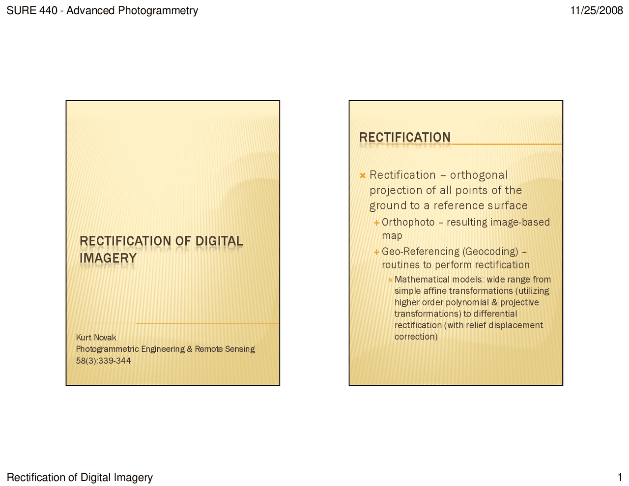 Rectification of Digital Imagery - Advance Photogrammetry | SURE 440 ...