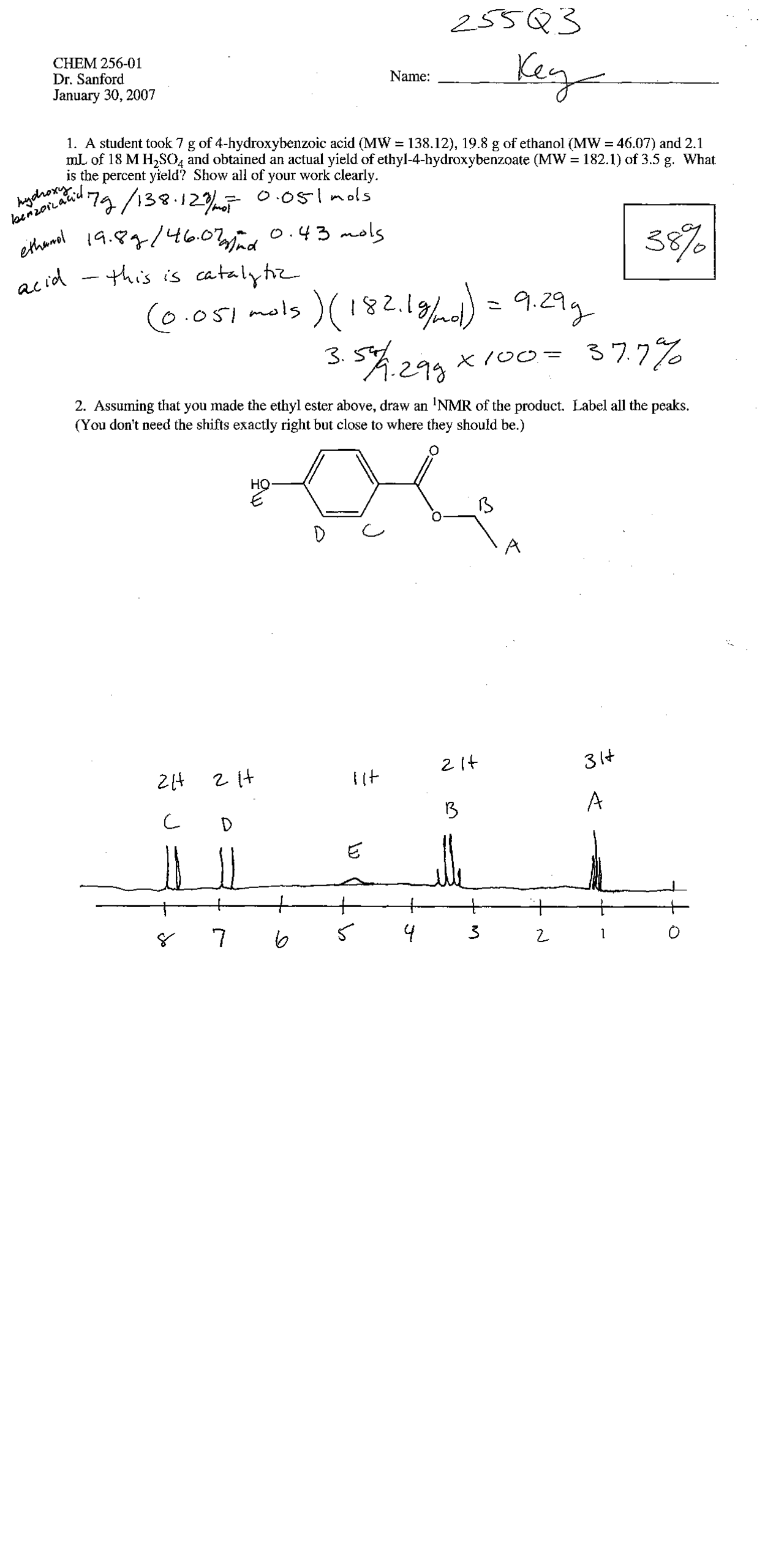 Organic Chemistry Lab I Solved Questions Chem 255 Docsity