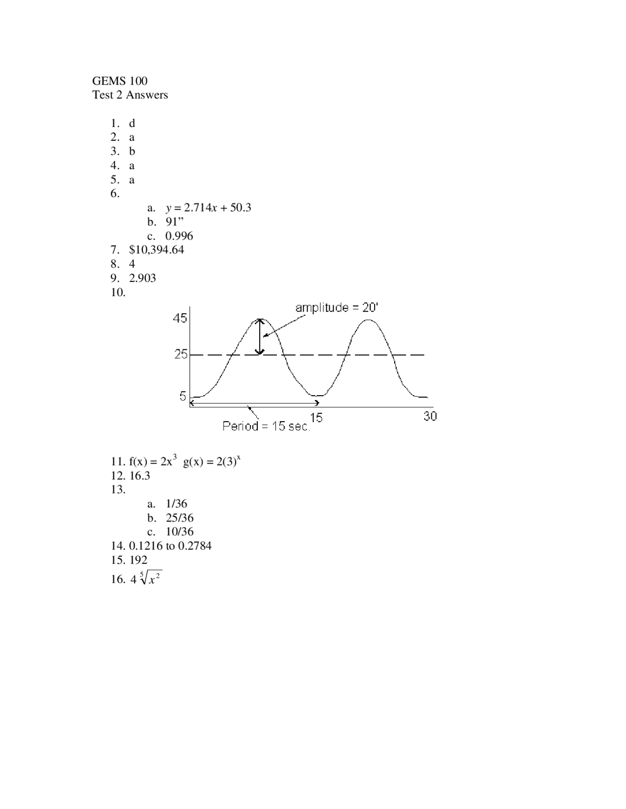 Test 2 With Answer Key Understanding Our Quantitative World Gems