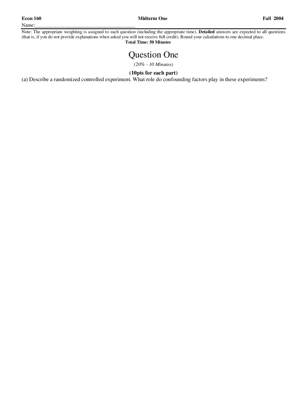Midterm Exam 1 Question - Introduction to Statistical Analysis | ECON ... Midterm Exam 1 Question - Introduction to Statistical Analysis | ECON ...